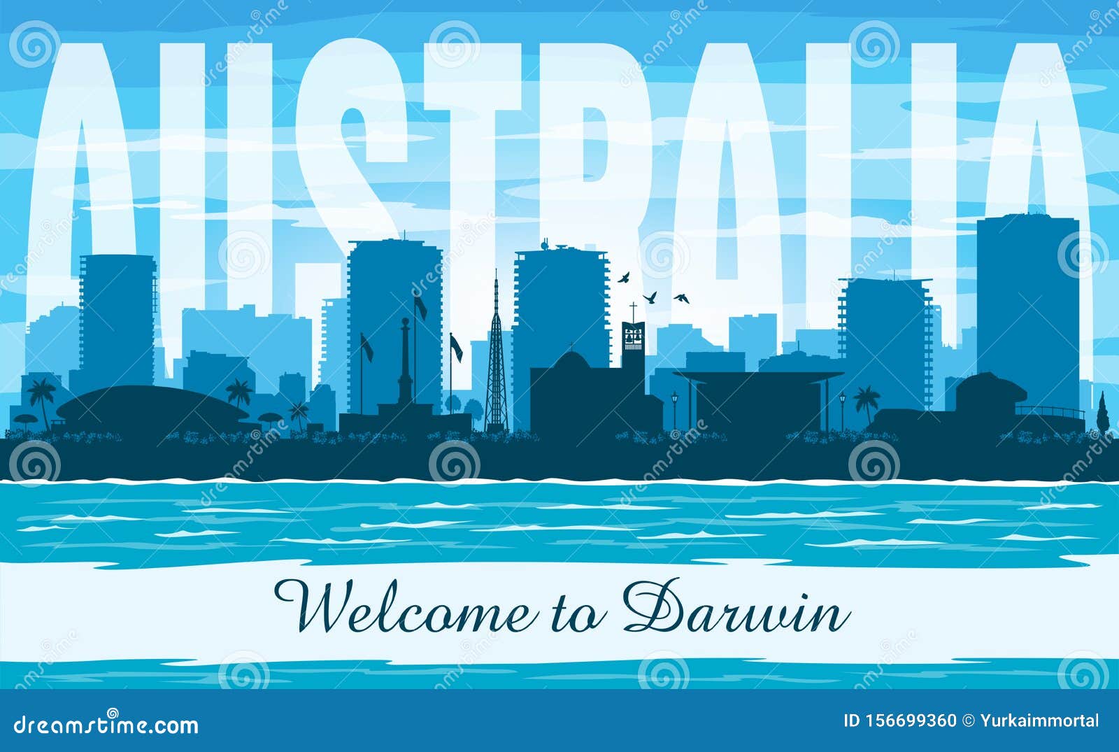 Darwin Australia City Skyline Vector Silhouette Stock Vector ...