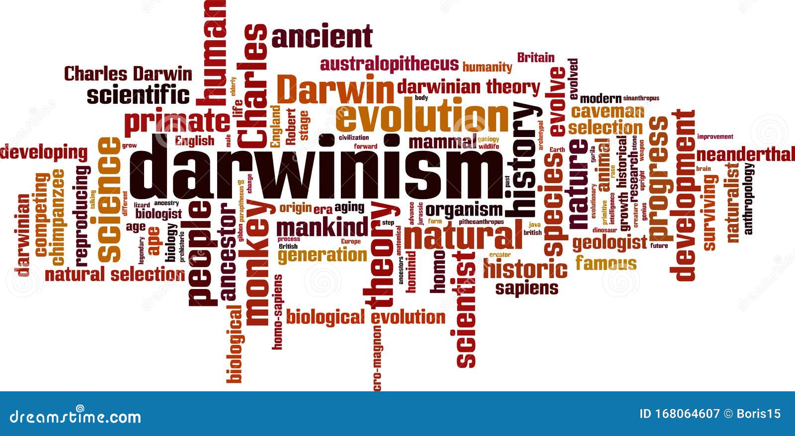 Darwinism word cloud stock vector. Illustration of evolutionary - 168064607