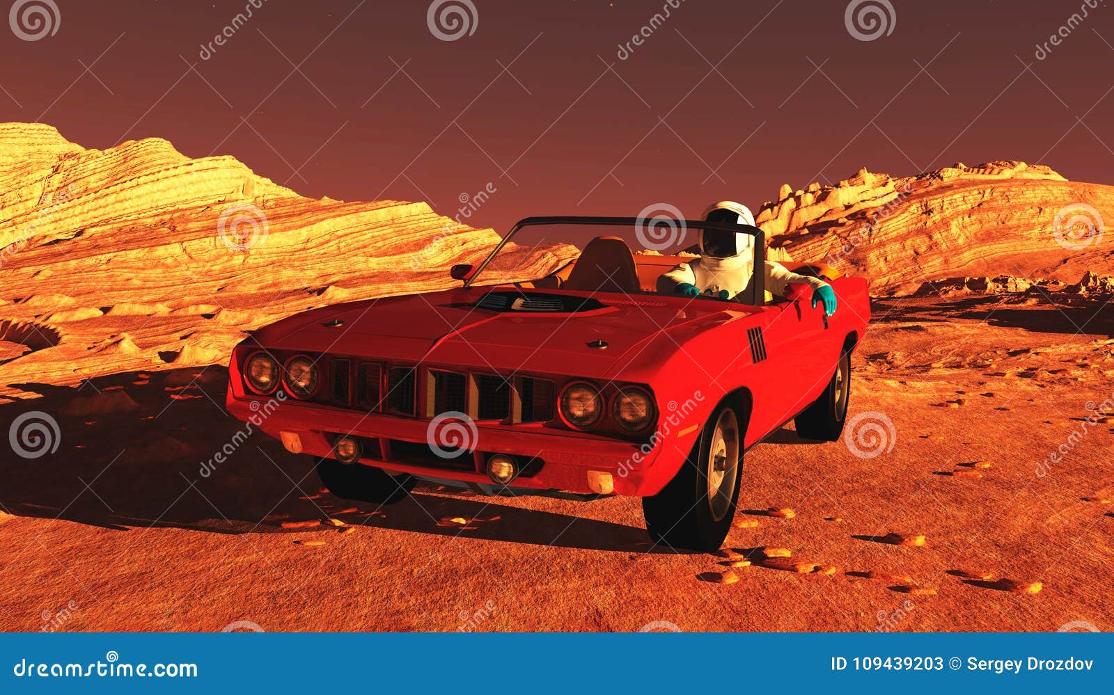 Das Auto auf Mars stock abbildung. Illustration von platz - 109439203