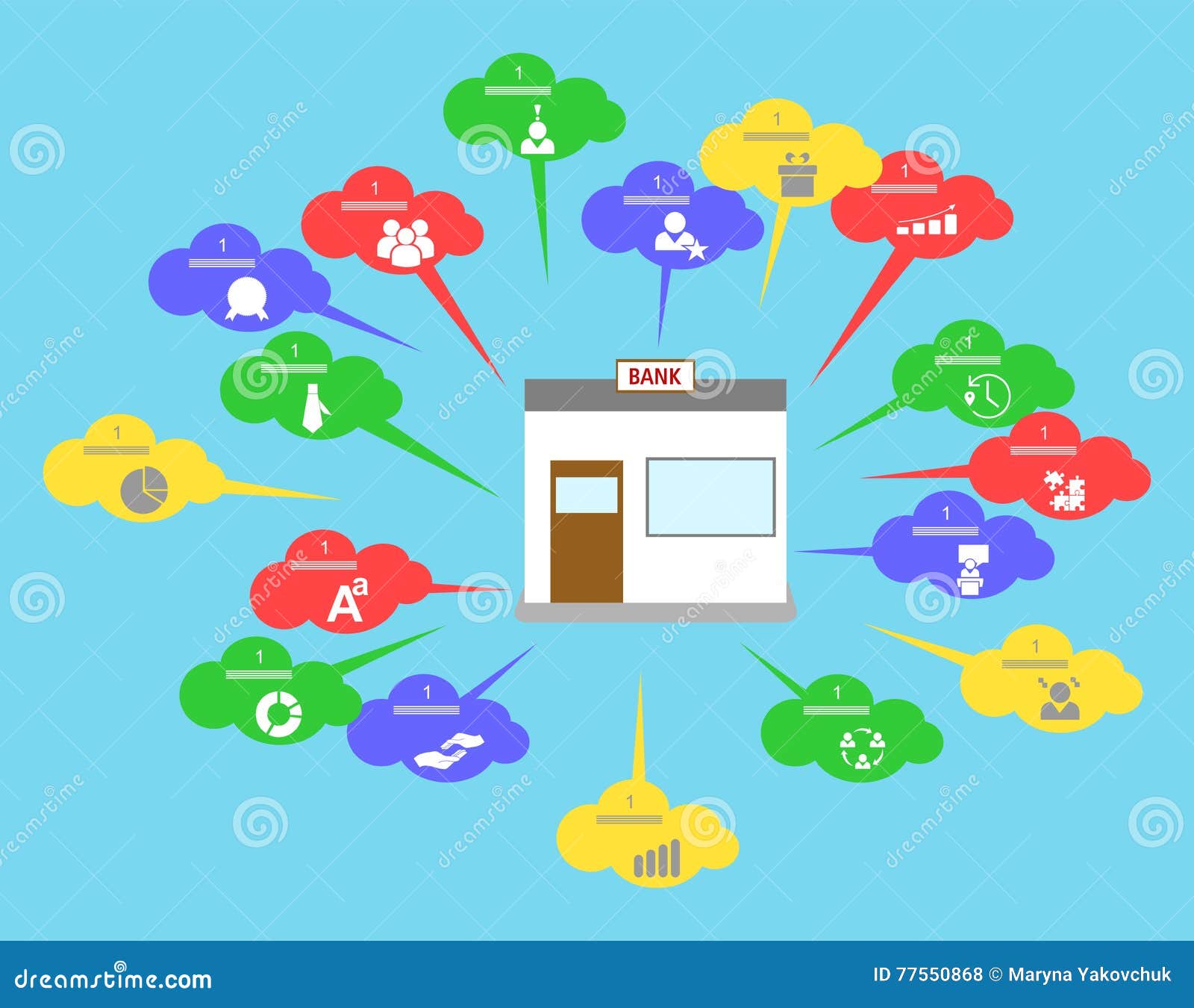 Das Bank infographics vektor abbildung. Illustration von geld - 77550868