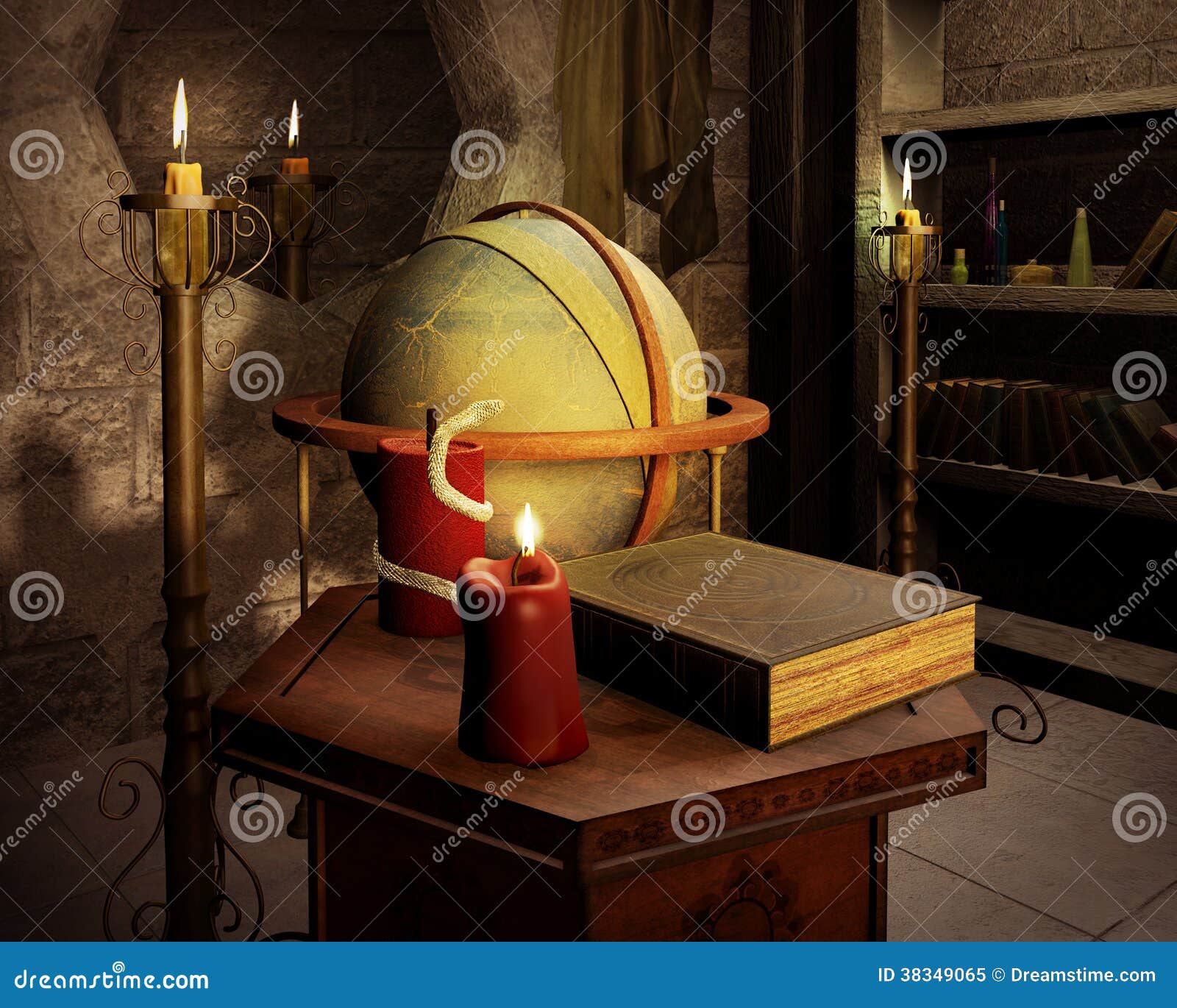 Das Magische Buch Des Zauberers Stock Abbildung - Illustration von ...