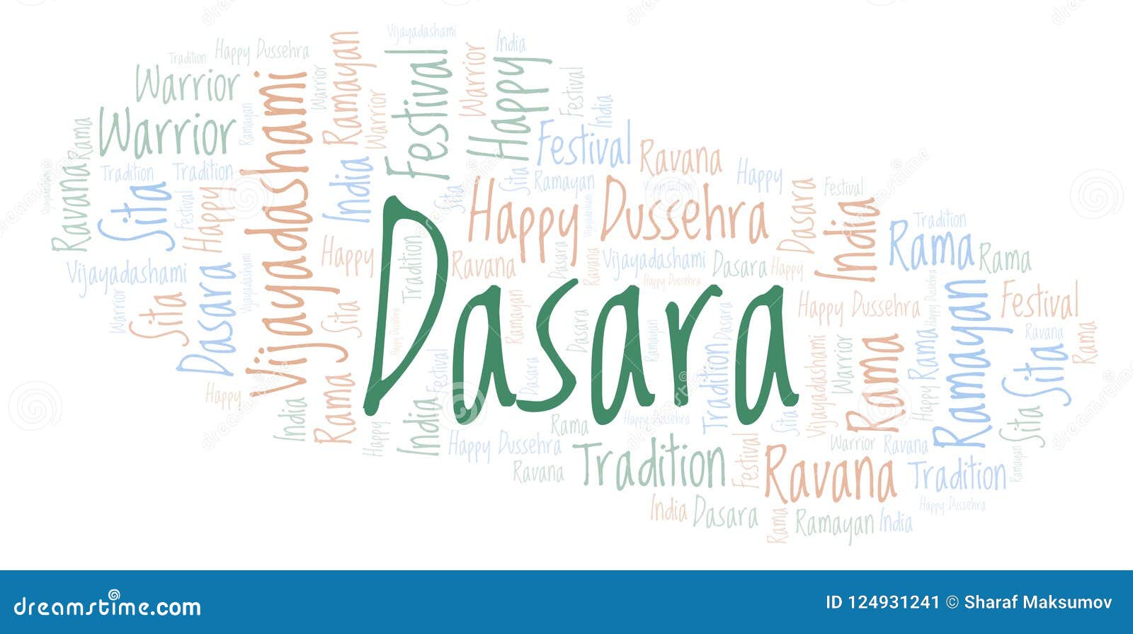 Dasara word cloud. stock illustration. Illustration of happy - 124931241