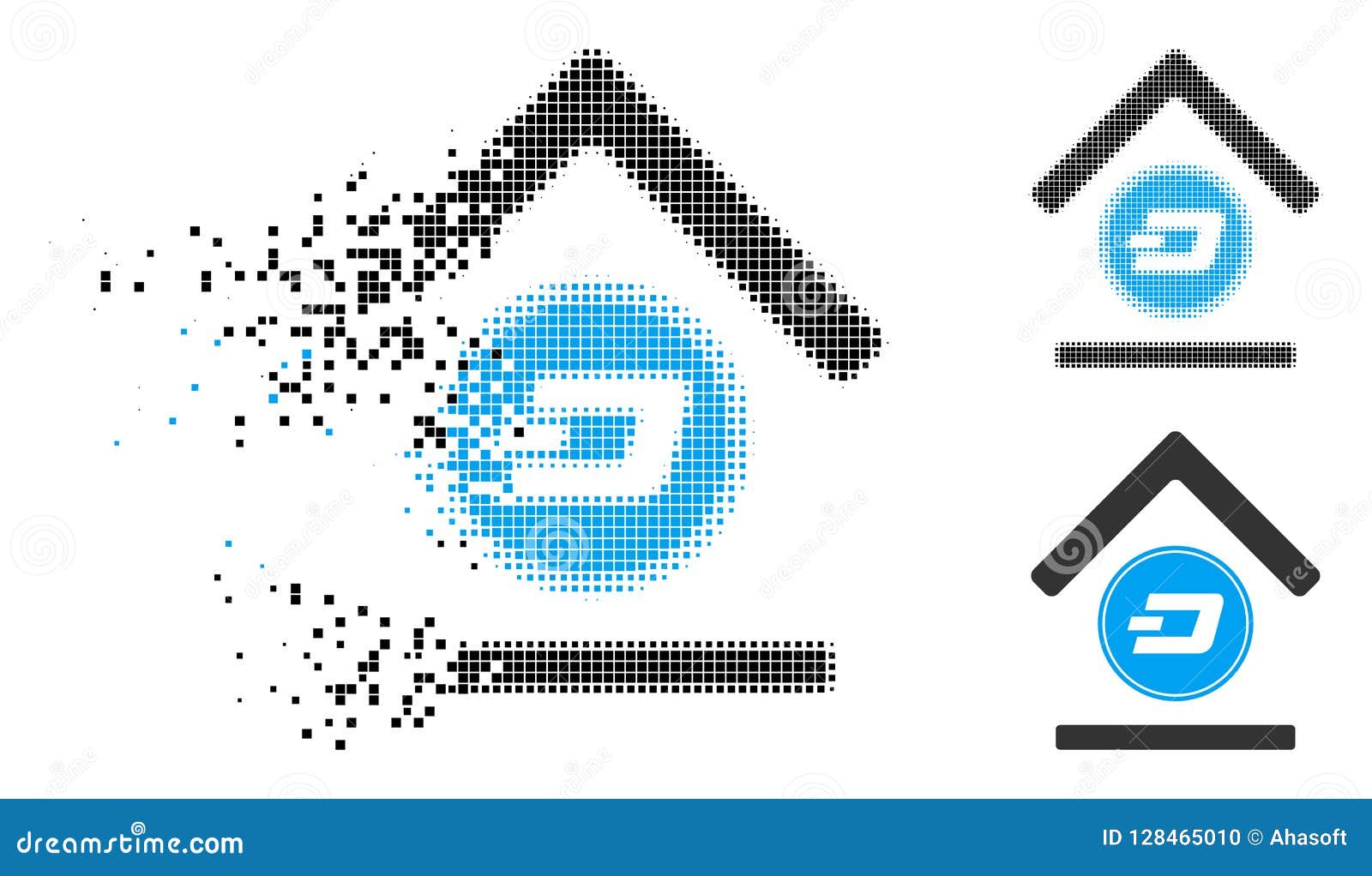 Dissolved Pixel Halftone Dash Bank Icon Stock Vector - Illustration of ...
