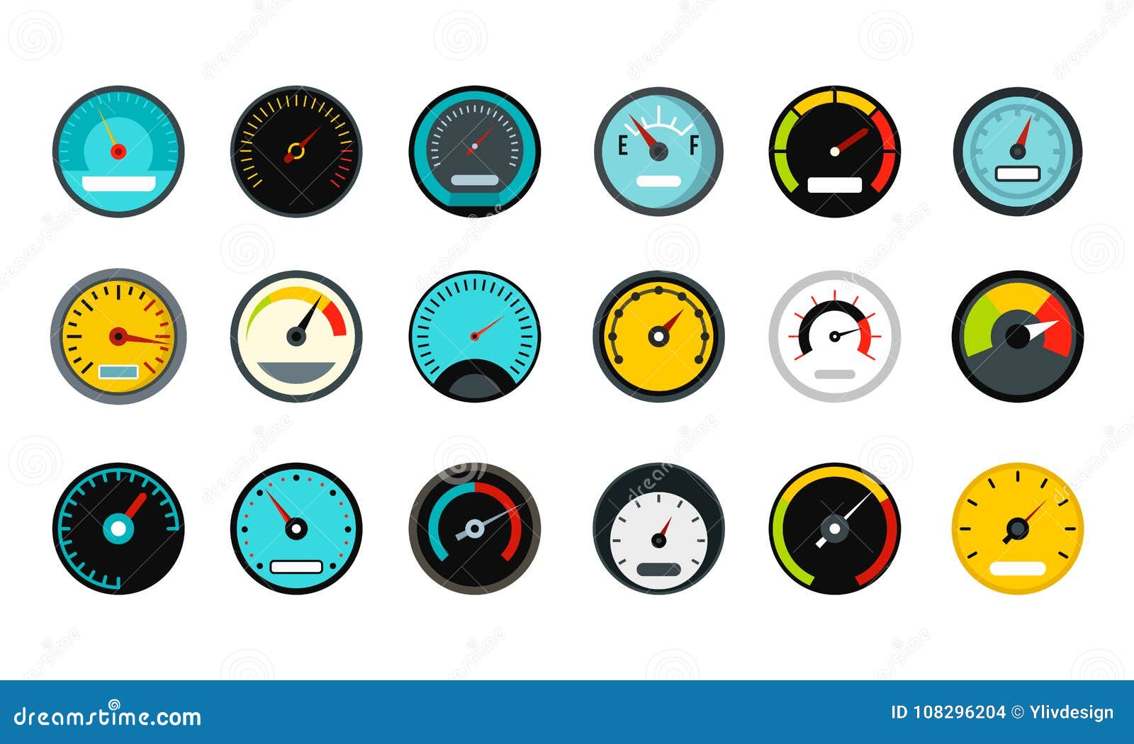 Dash Board Icon Set, Flat Style Stock Vector - Illustration of elements ...