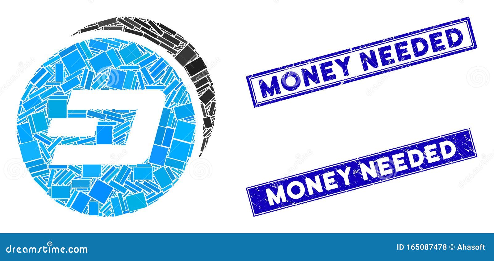 Dash Coins Mosaic and Scratched Rectangle Money Needed Stamp Seals ...