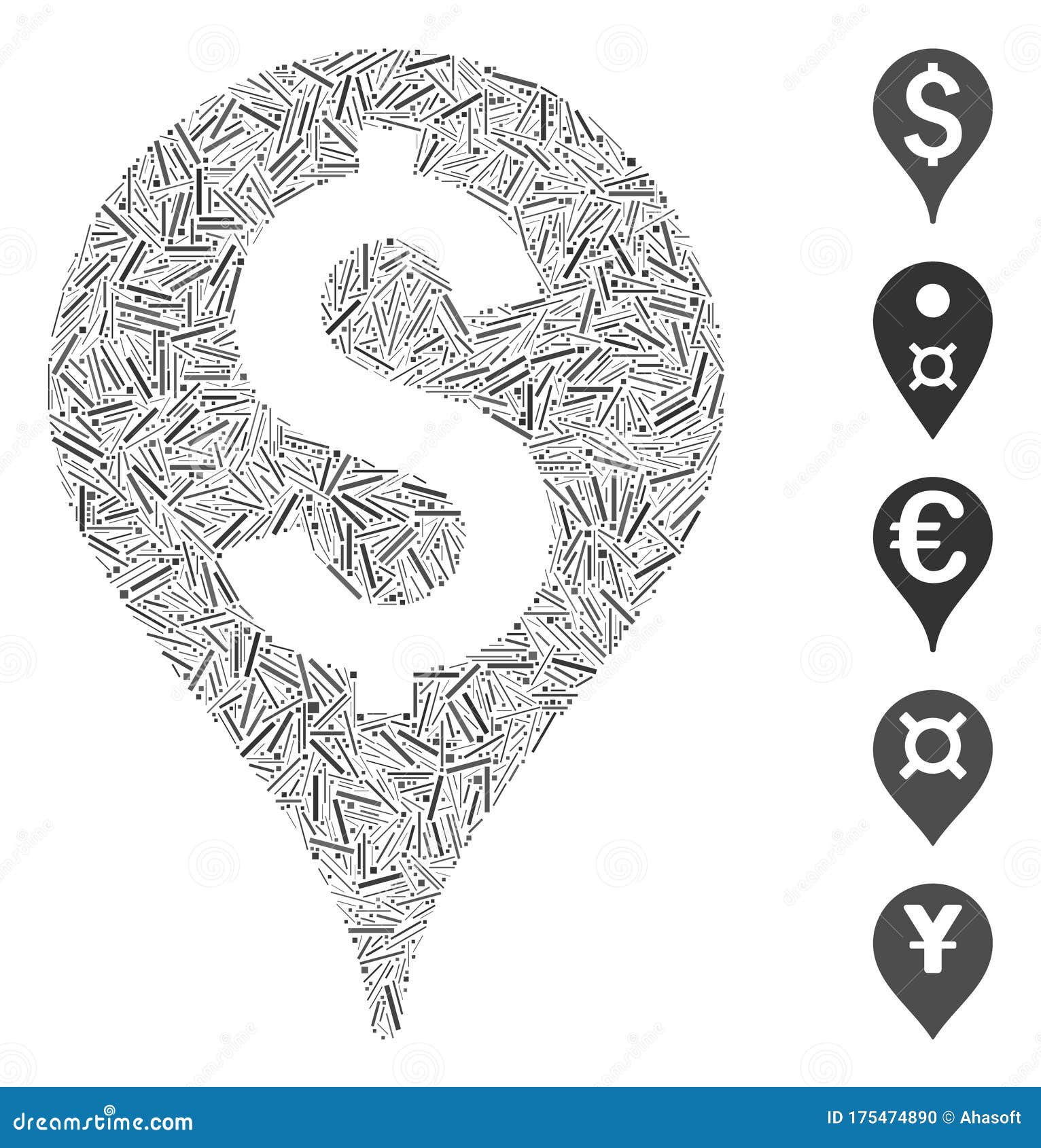 Dash Collage Bank Map Marker Stock Photo | CartoonDealer.com #175474890