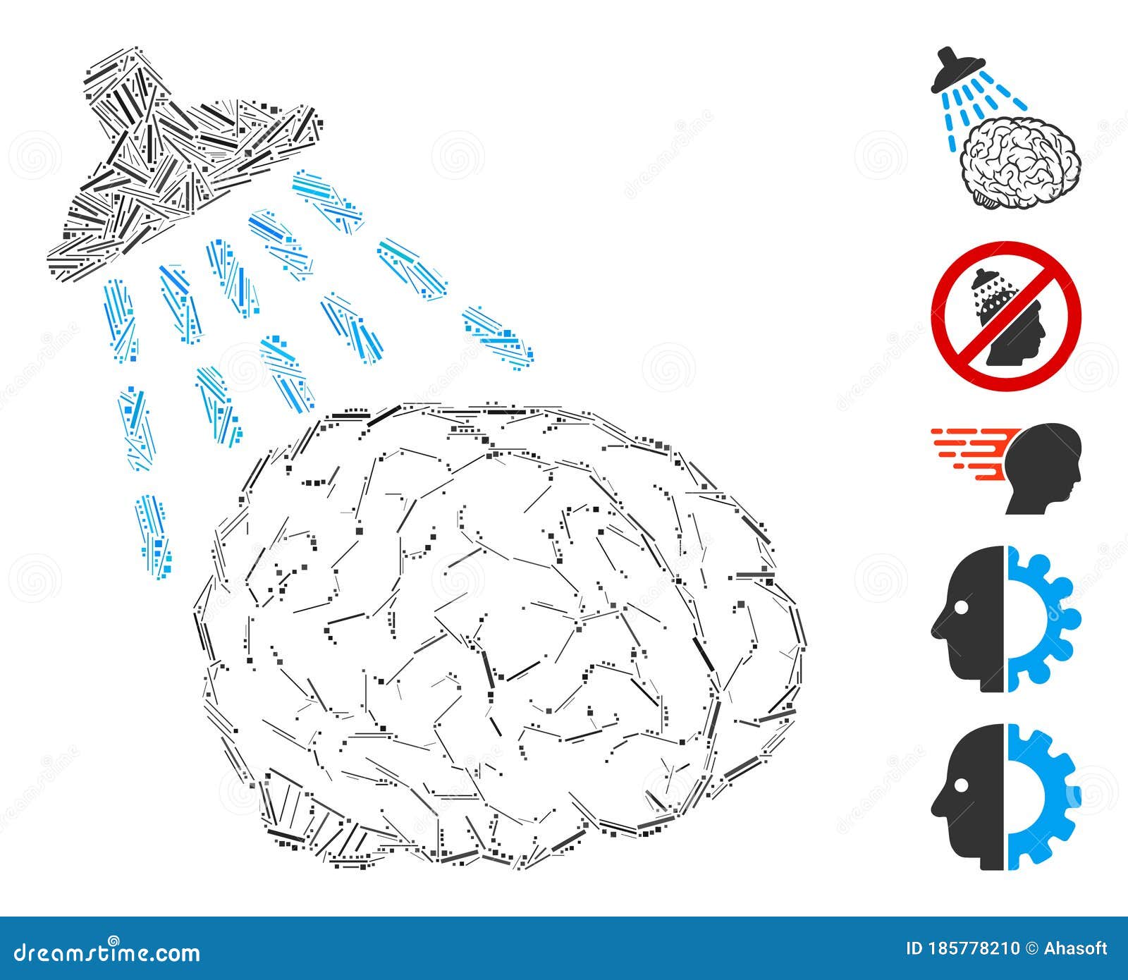 Dash Collage Brain Washing Icon Stock Illustration - Illustration of ...