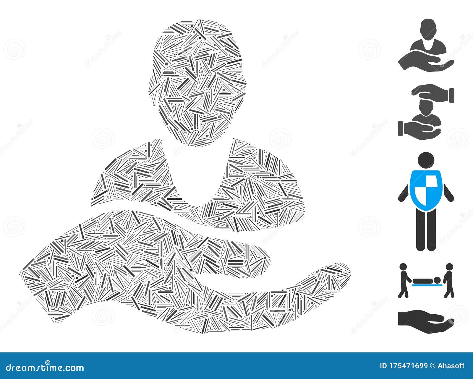 Dash Collage Client Care Hand Stock Illustration - Illustration of ...