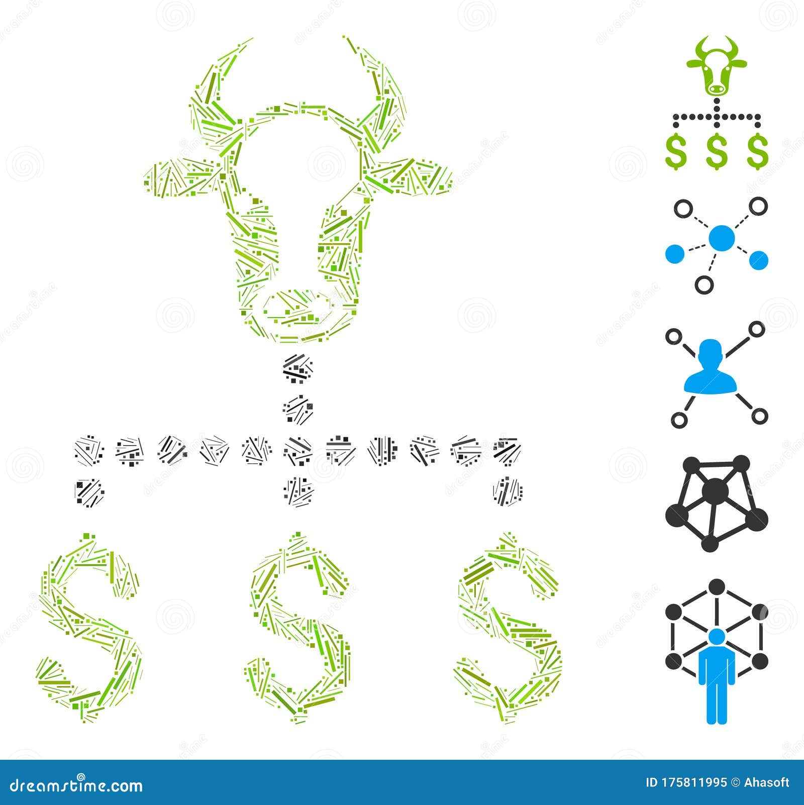 Dash Collage Cow Dollar Links Icon Stock Illustration - Illustration of ...