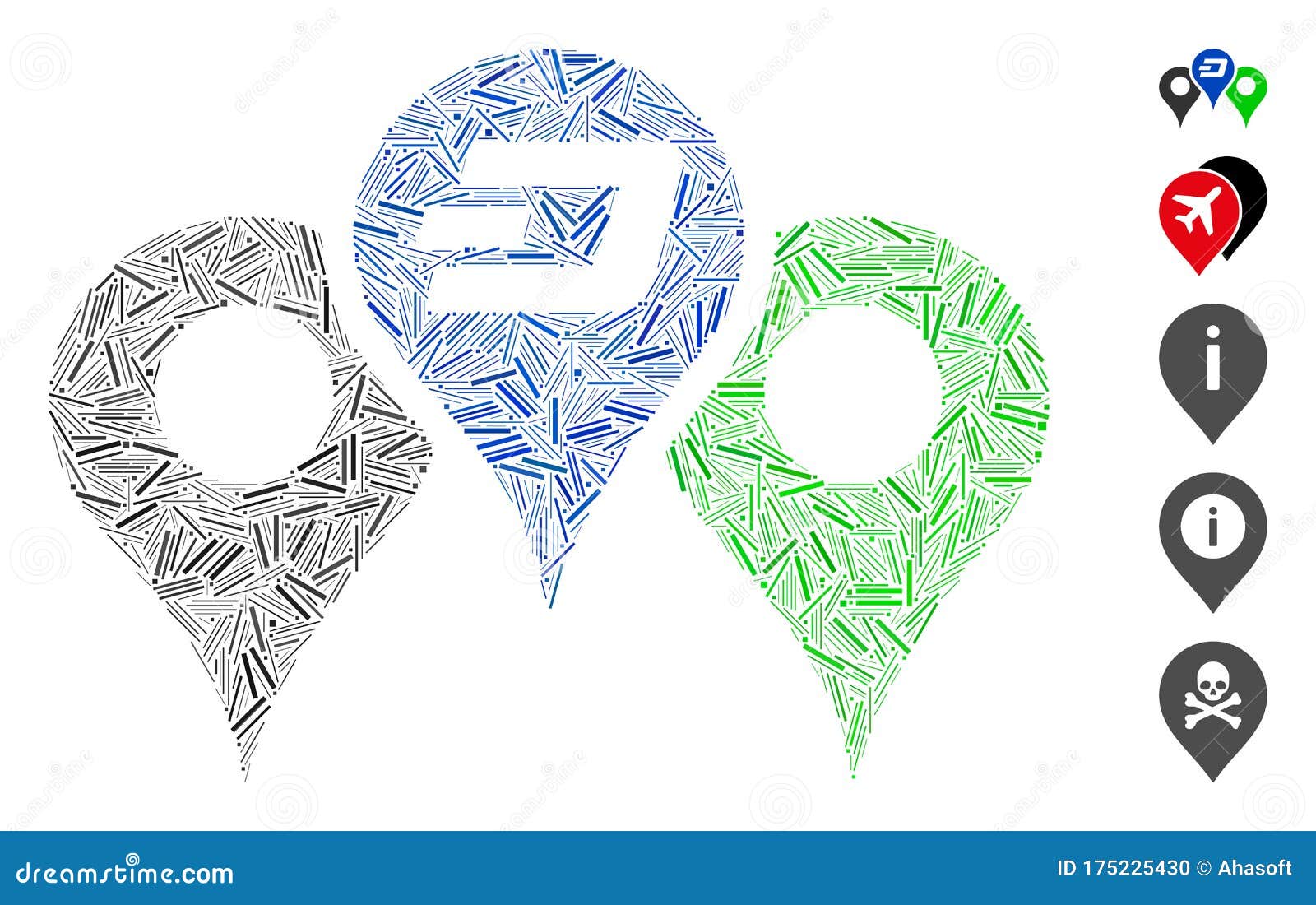 Dash Collage Dashcoin Map Markers Icon Stock Illustration ...