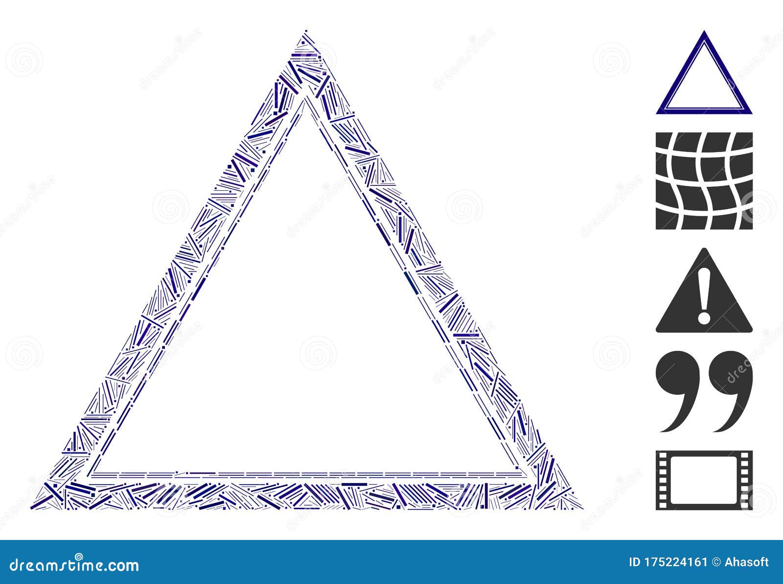 Dash Collage Double Triangle Frame Icon Stock Illustration ...