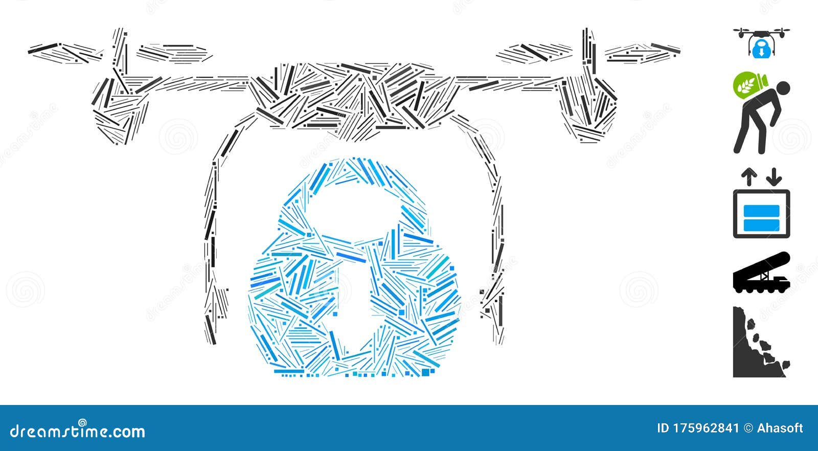 Dash Collage Drone Drop Cargo Icon Stock Illustration - Illustration of ...