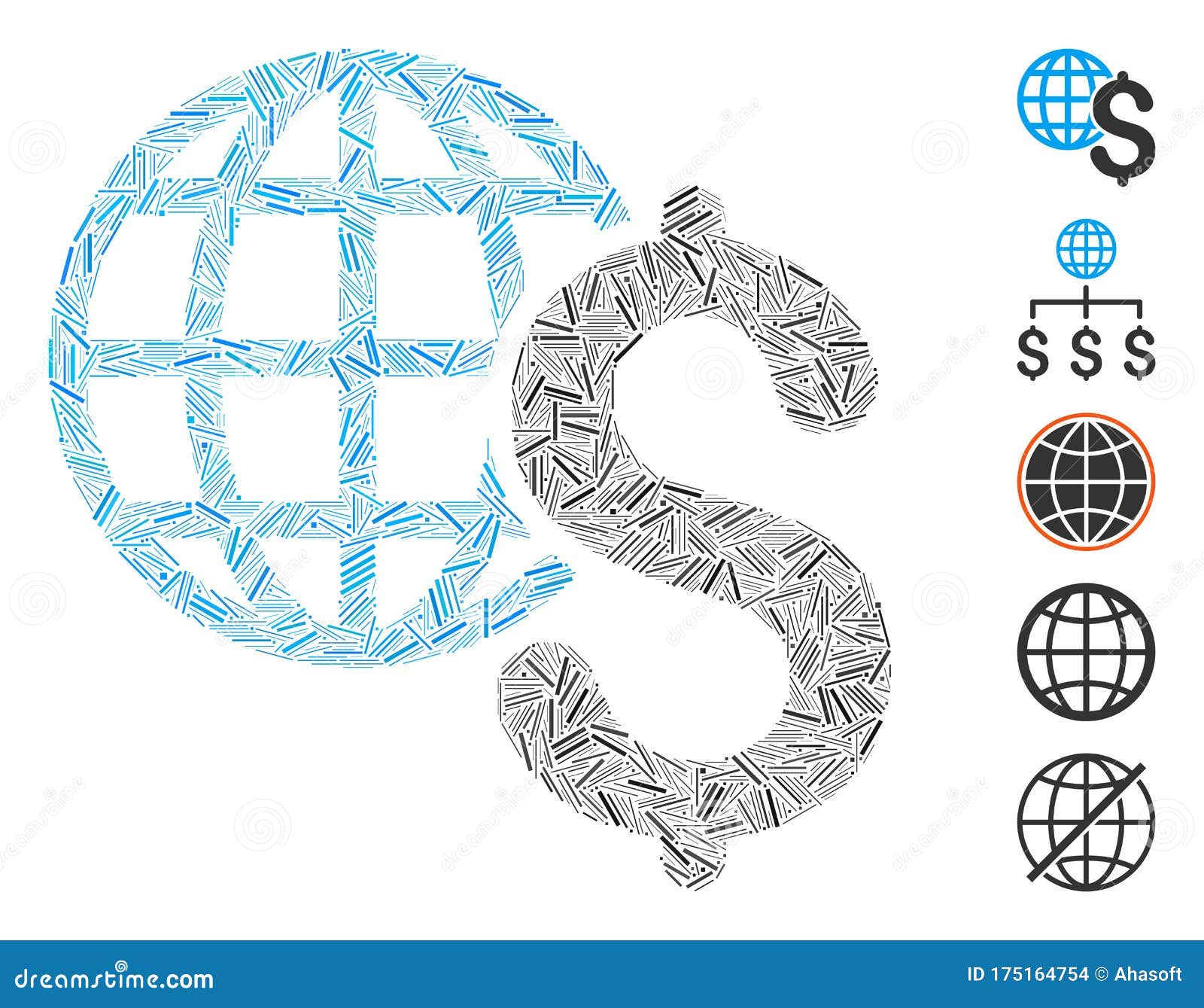 Dash Collage Global Economics Stock Illustration - Illustration of ...