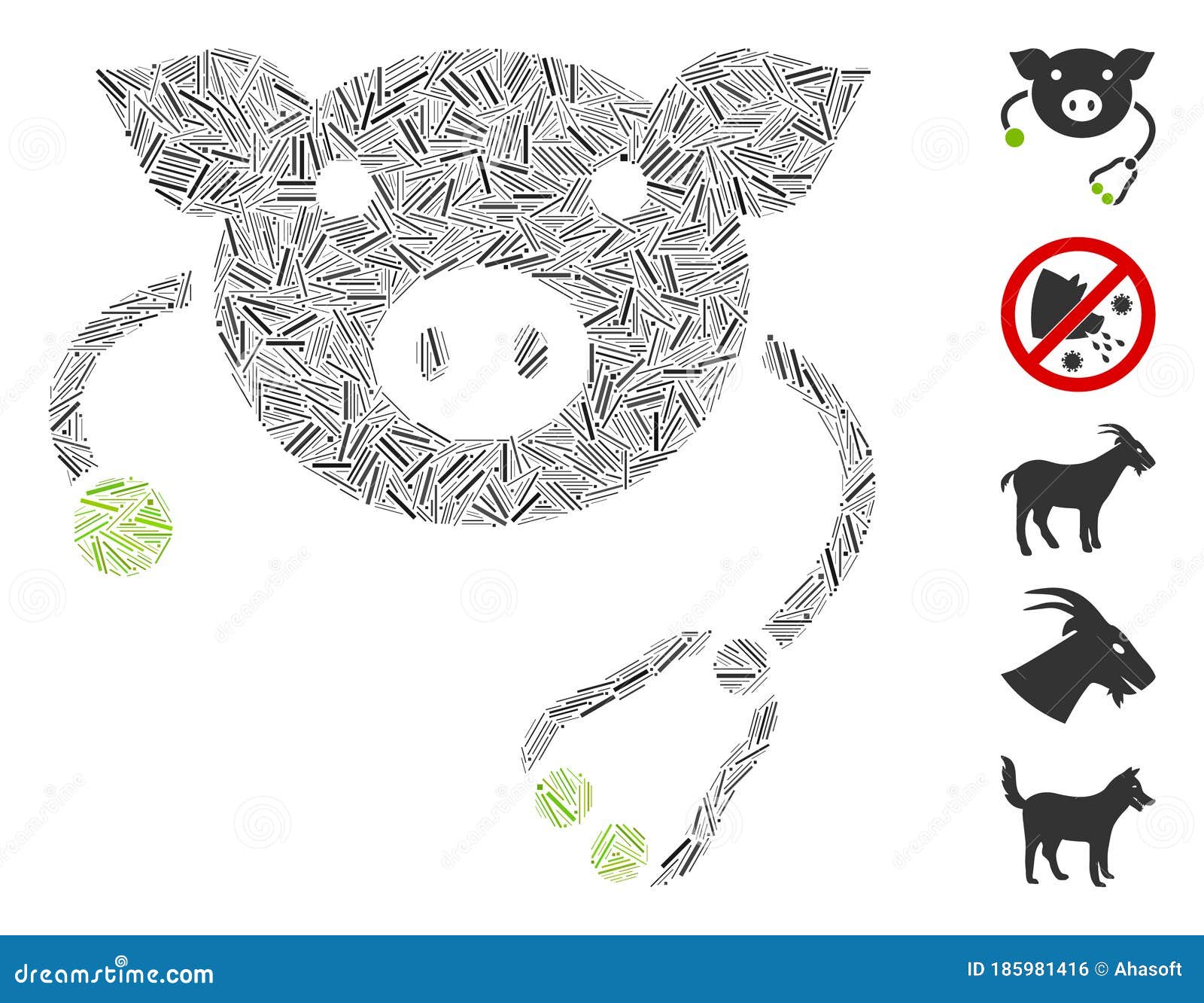Collage Pig Veterinary With Textured Doha Stamp Stock Photo ...