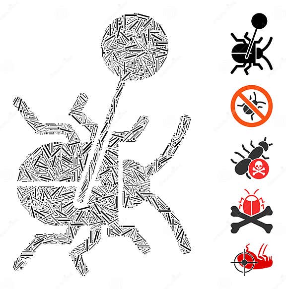 Dash Collage Pinned Bug Icon Stock Illustration - Illustration of ...