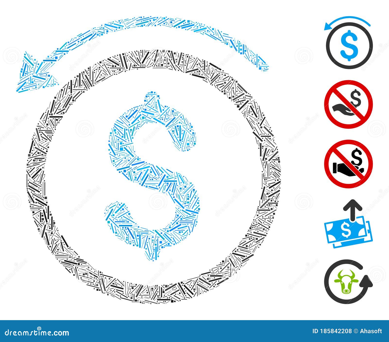 Dash Collage Refund Icon stock illustration. Illustration of line ...