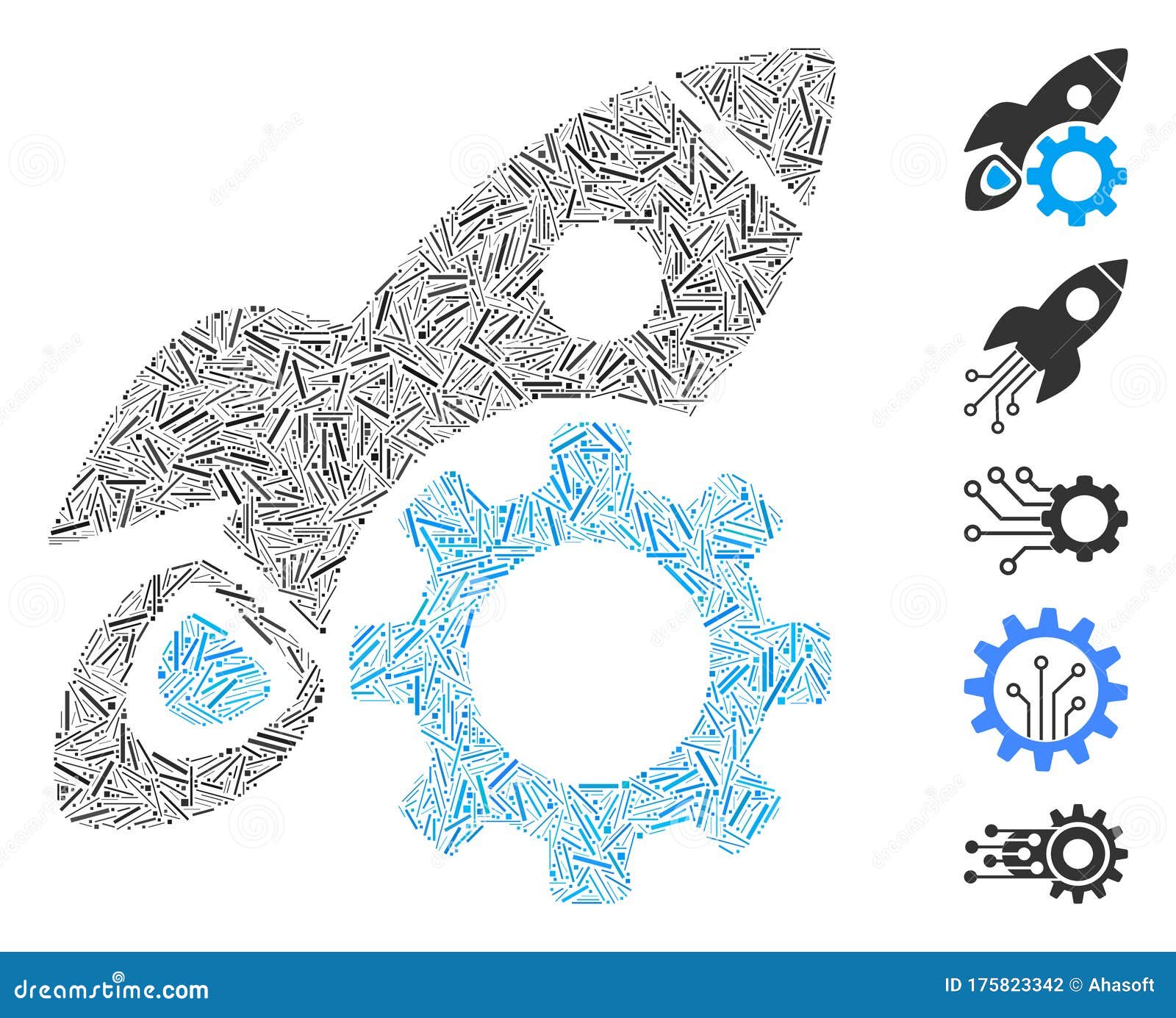 Dash Collage Rocket Development Icon Stock Illustration - Illustration ...