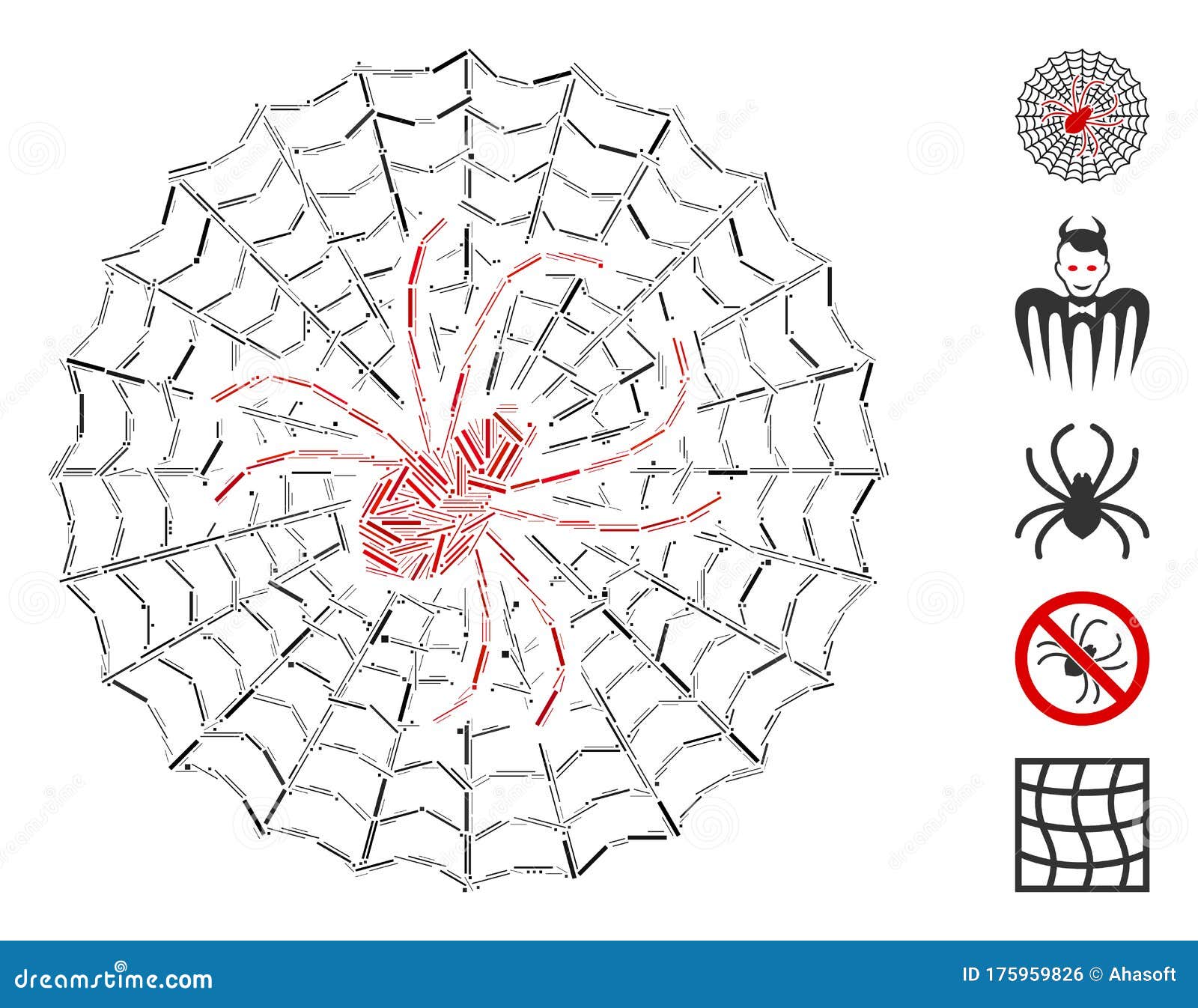 Dash Collage Spider Net Icon Stock Illustration - Illustration of ...