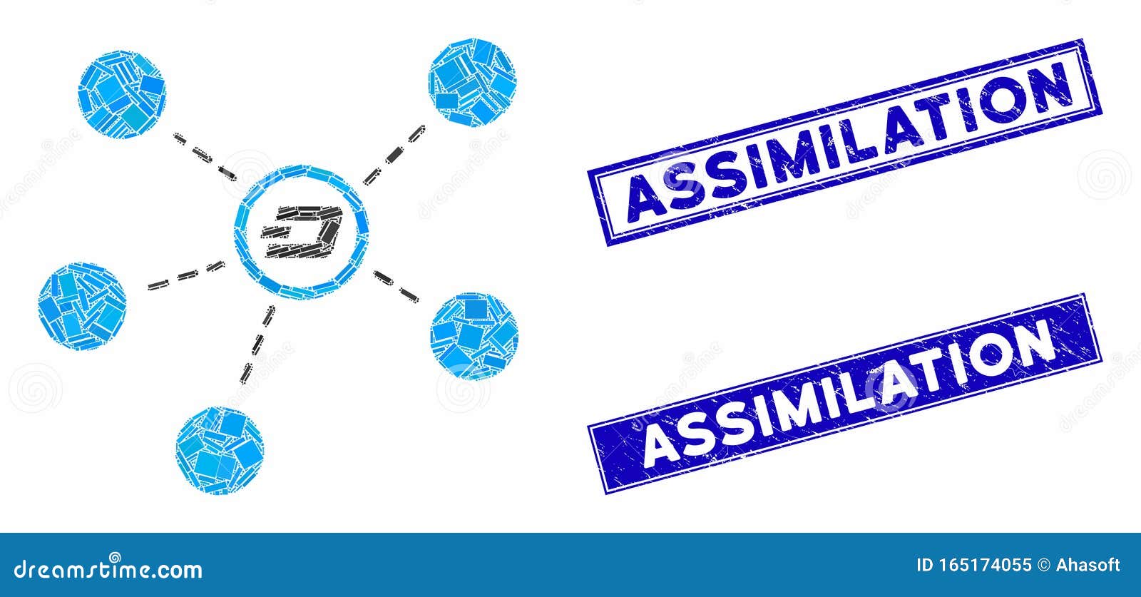 Dash Connections Mosaic and Grunge Rectangle Assimilation Seals Stock ...