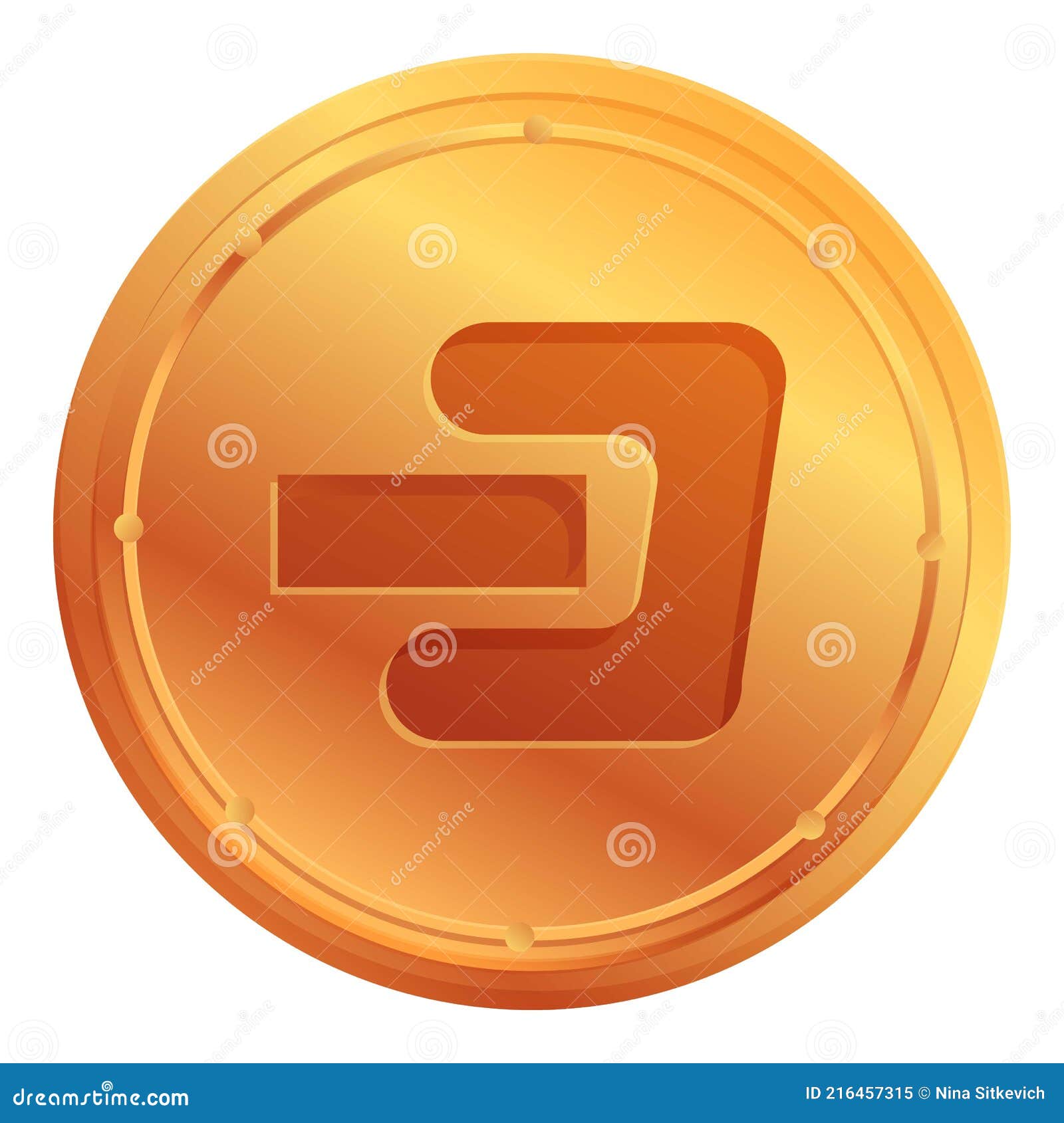 DASH Cryptocurrency; DASH Golden Coin On The Background Of The Chart ...