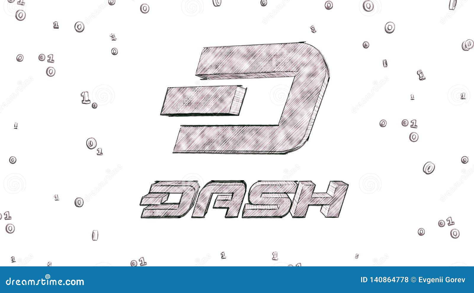 Dash Cryptocurrency Logo 3D Illustration Sketch Style Stock ...
