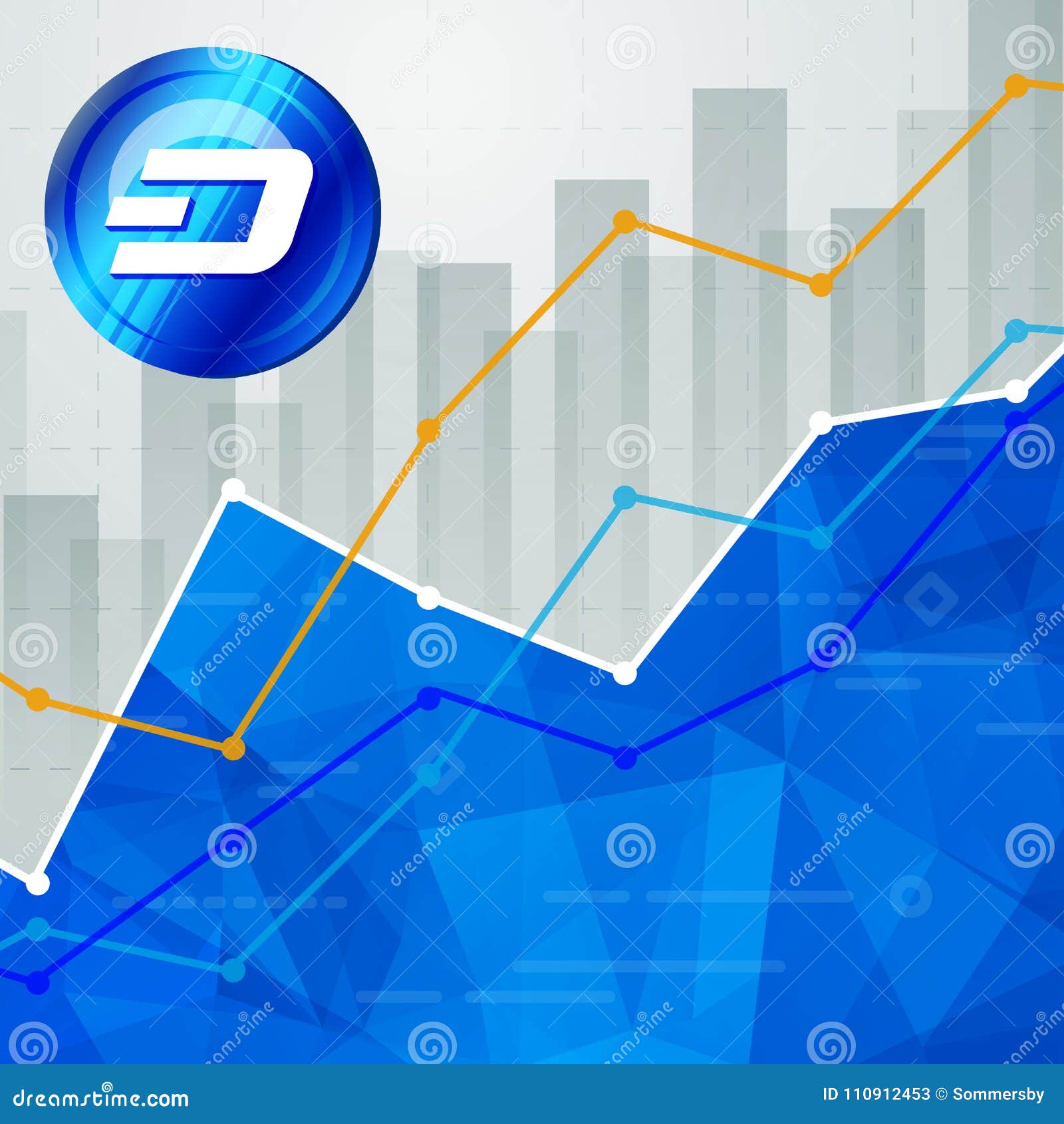 DASH Cryptocurrency; DASH Golden Coin On The Background Of The Chart ...