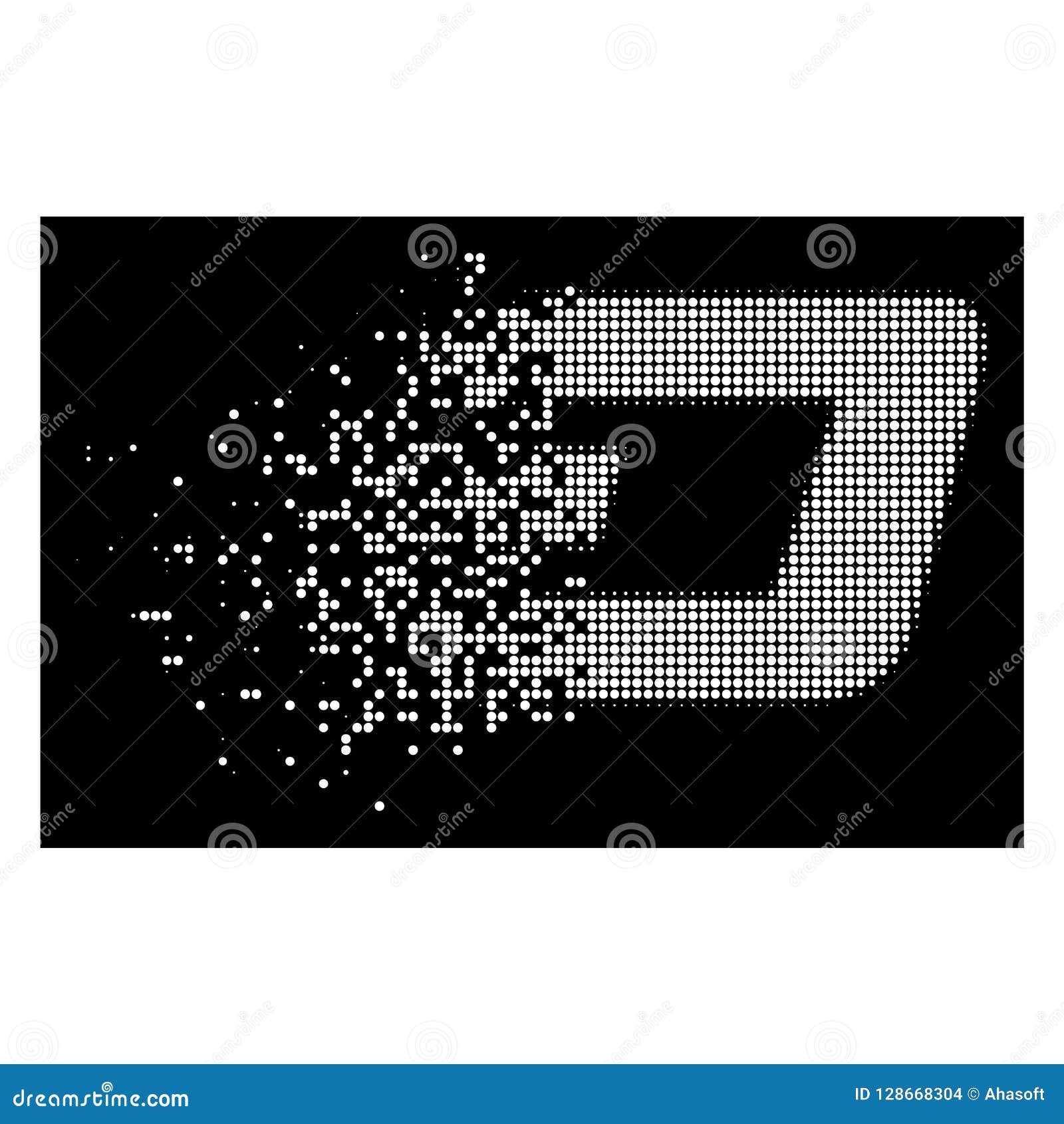 White Dissolving Dotted Halftone Dash Currency Icon Stock Vector ...