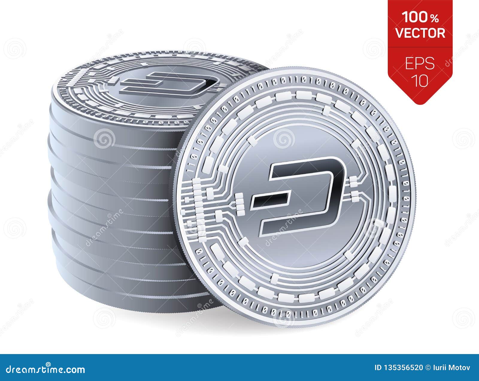 Dash. 3D Isometric Physical Coins. Digital Currency. Cryptocurrency ...