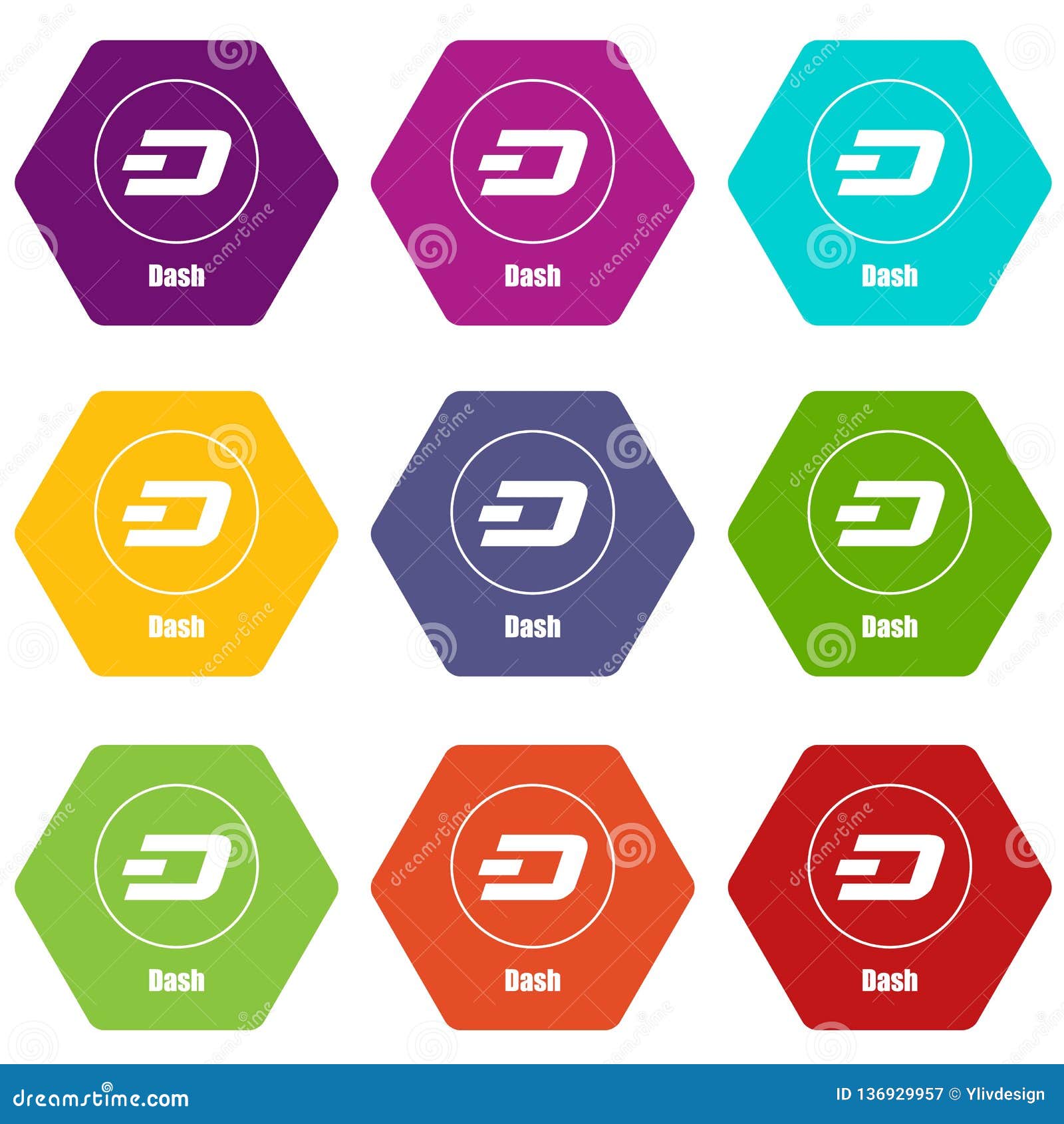 Dash icons set 9 vector stock vector. Illustration of coin - 136929957