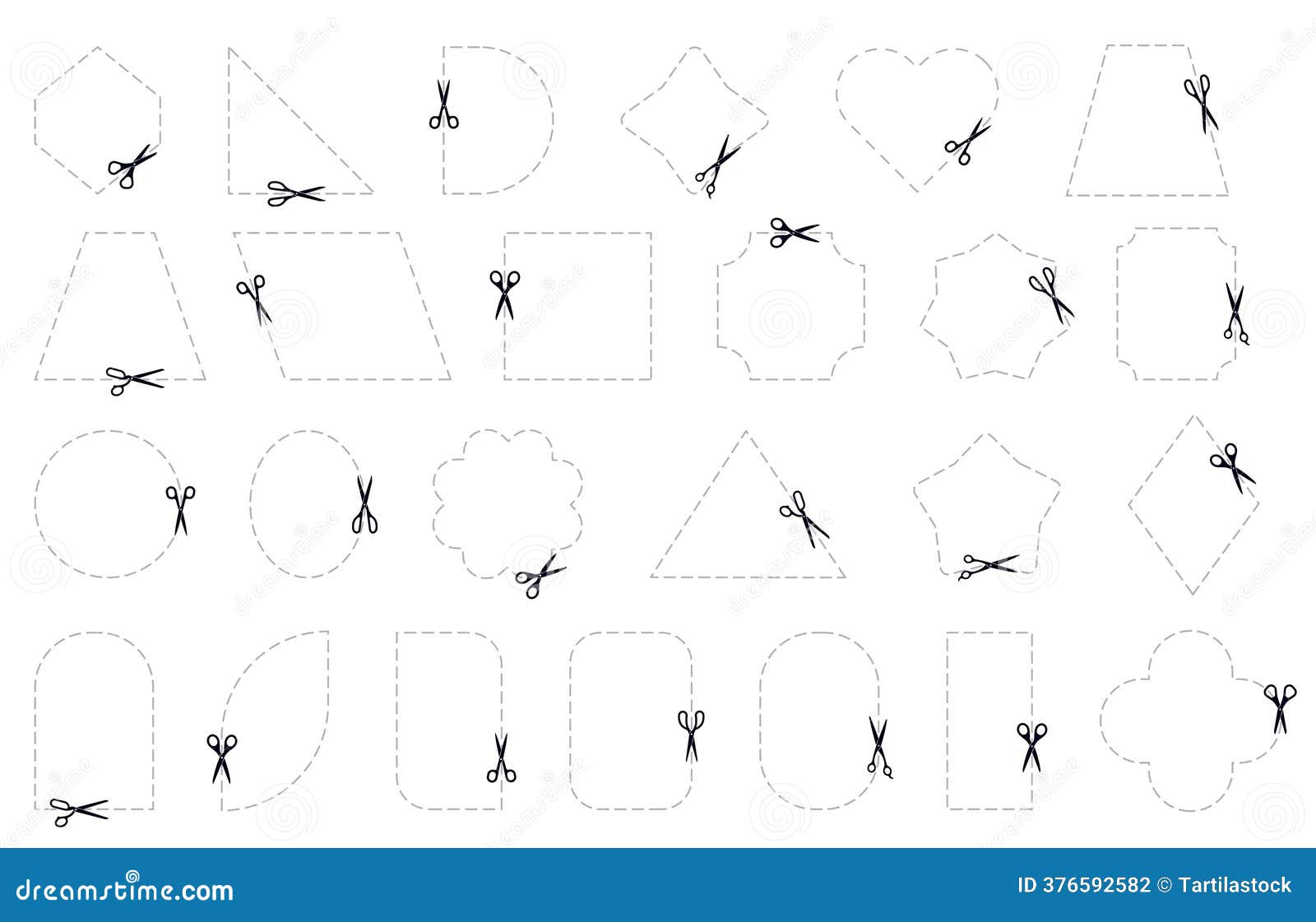 Dash Line Frames. Dashed Outline Shape Cut Line Frame For Coupon Or ...