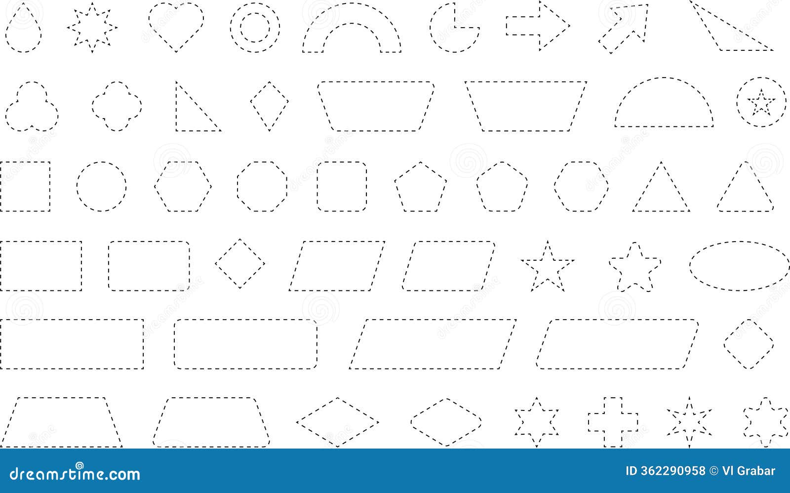 Dash Line Shapes. Dashed Outline Design of Border for Basic Geometric ...