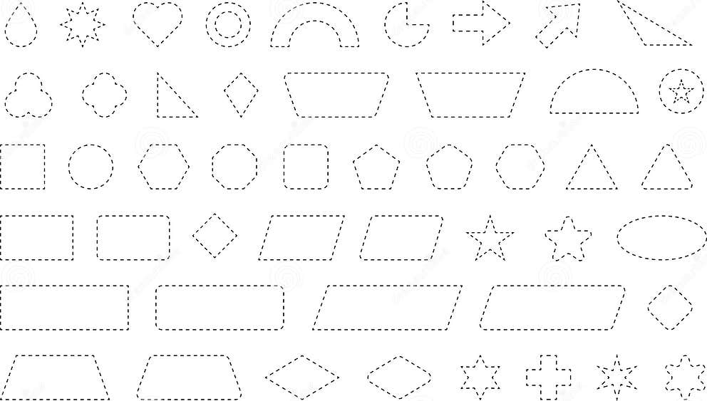 Dash Line Shapes. Dashed Outline Design of Border for Basic Geometric ...