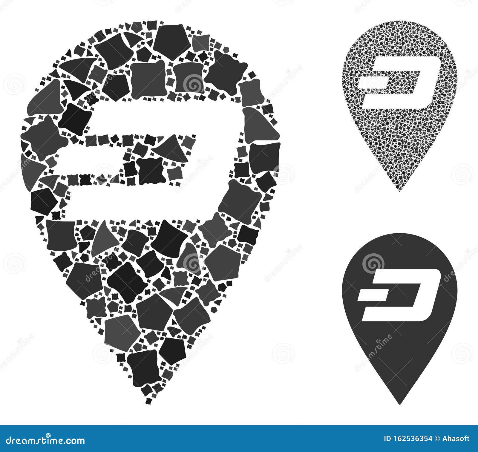 Dash Map Marker Mosaic Icon of Rugged Pieces Stock Vector ...