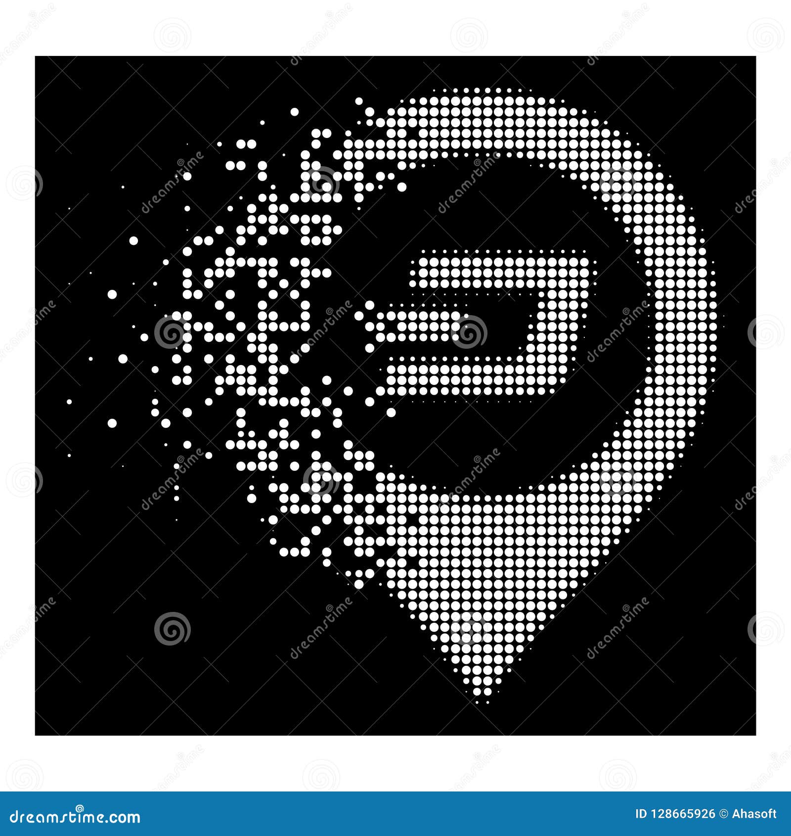 White Dust Dotted Halftone Dash Map Pointer Icon Stock Vector ...