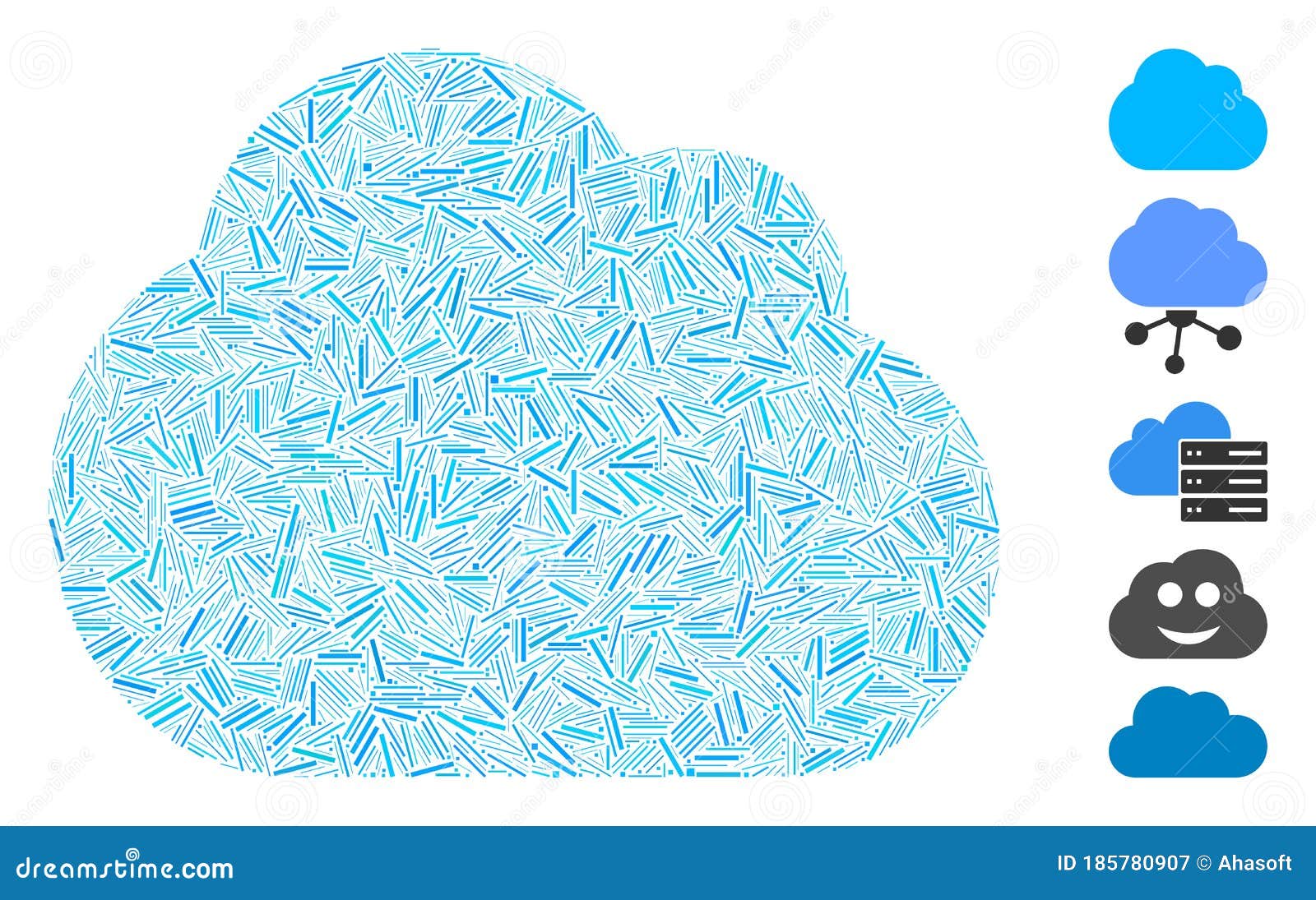 Dash Collage Cloud Icon stock illustration. Illustration of line ...