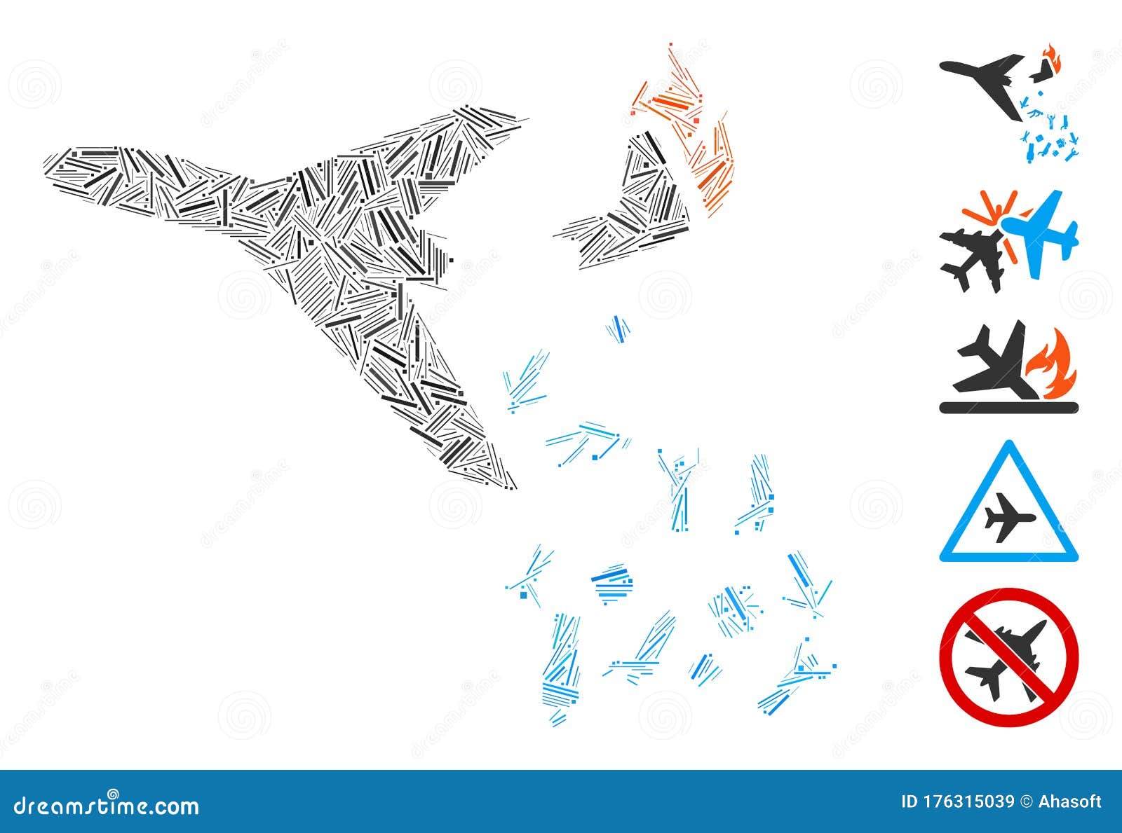 Dash Mosaic Falling Passengers from Airplane Icon Stock Illustration ...