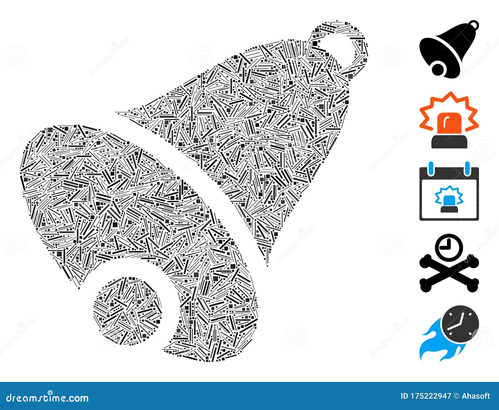 Dash Mosaic Bell Icon stock illustration. Illustration of holiday ...