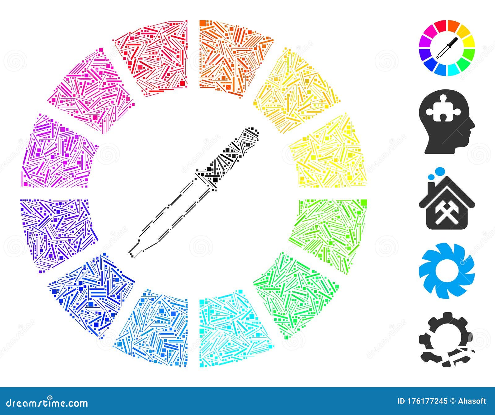 Dash Mosaic Color Wheel Icon Stock Illustration - Illustration of dash ...