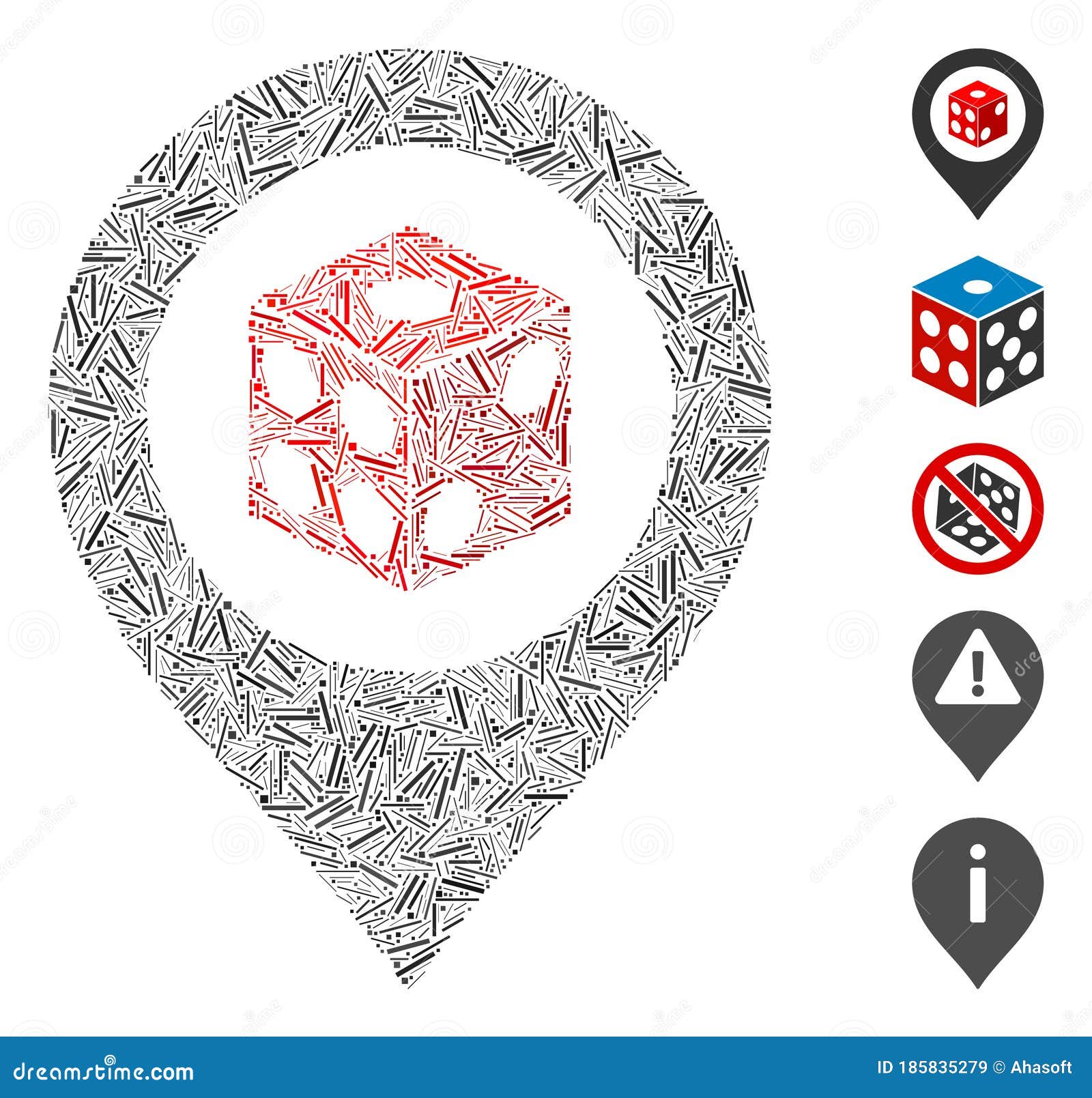 Dash Mosaic Dice Map Pointer Icon Stock Illustration - Illustration of ...