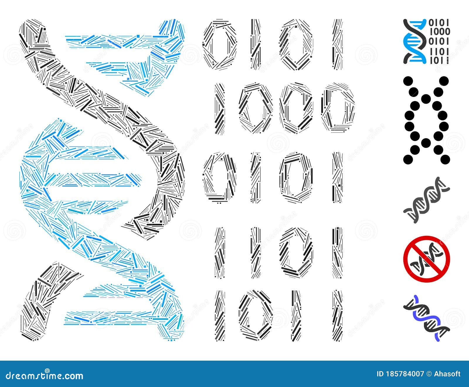 Dash Mosaic DNA Binary Code Icon Stock Illustration - Illustration of ...
