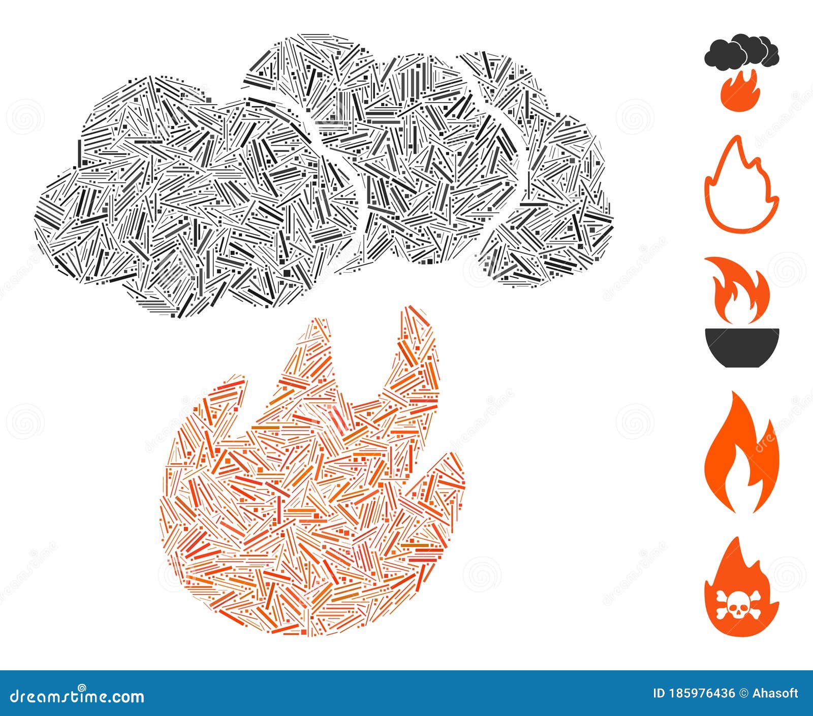 Dash Mosaic Fire with Smoke Icon Stock Illustration - Illustration of ...