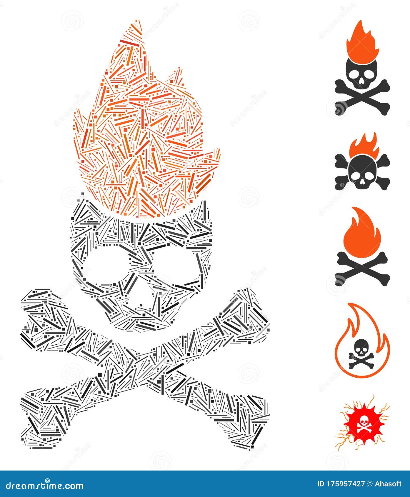 Dash Mosaic Hell Fire Icon stock illustration. Illustration of dead ...