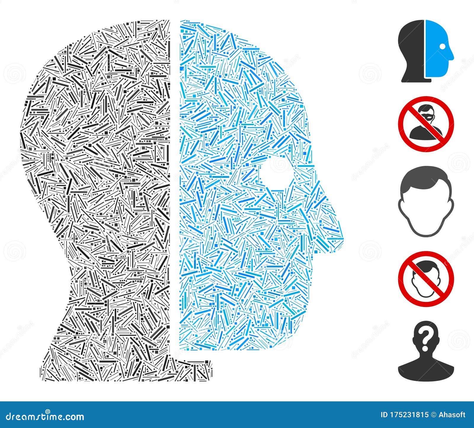 Dash Mosaic Hidden Profile Icon Stock Illustration - Illustration of ...