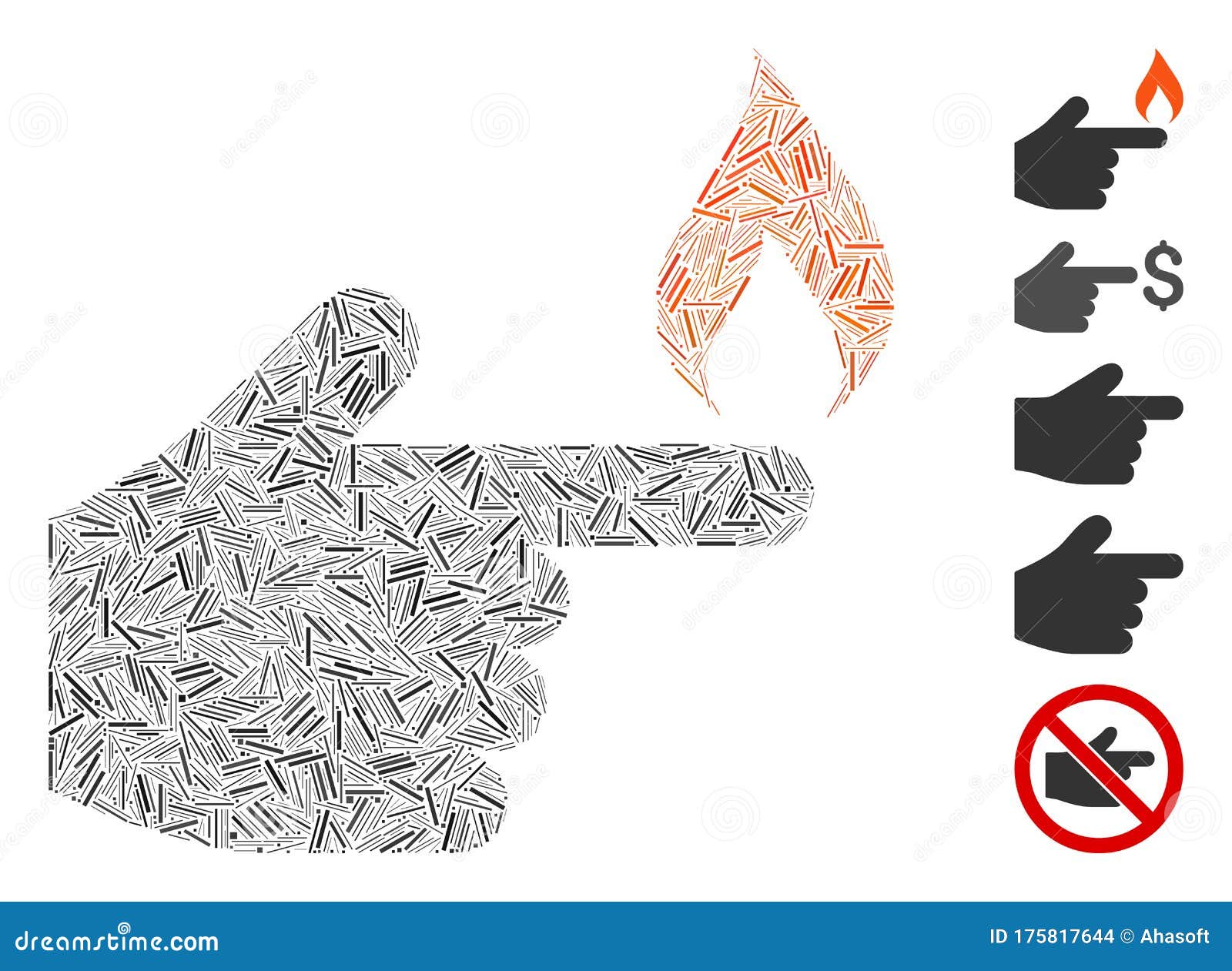 Dash Mosaic Index Finger Fire Icon Stock Illustration - Illustration of ...