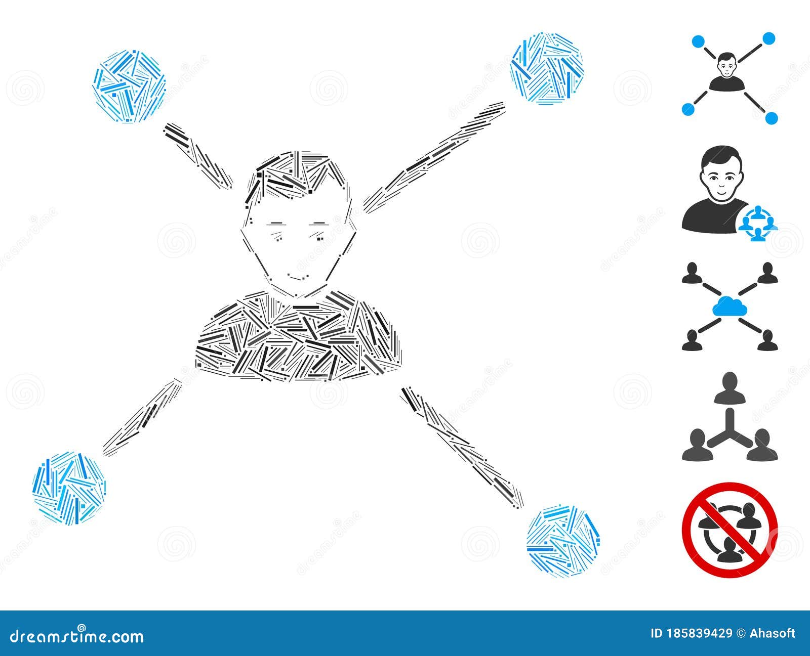 Dash Mosaic Man Links Icon stock illustration. Illustration of network ...