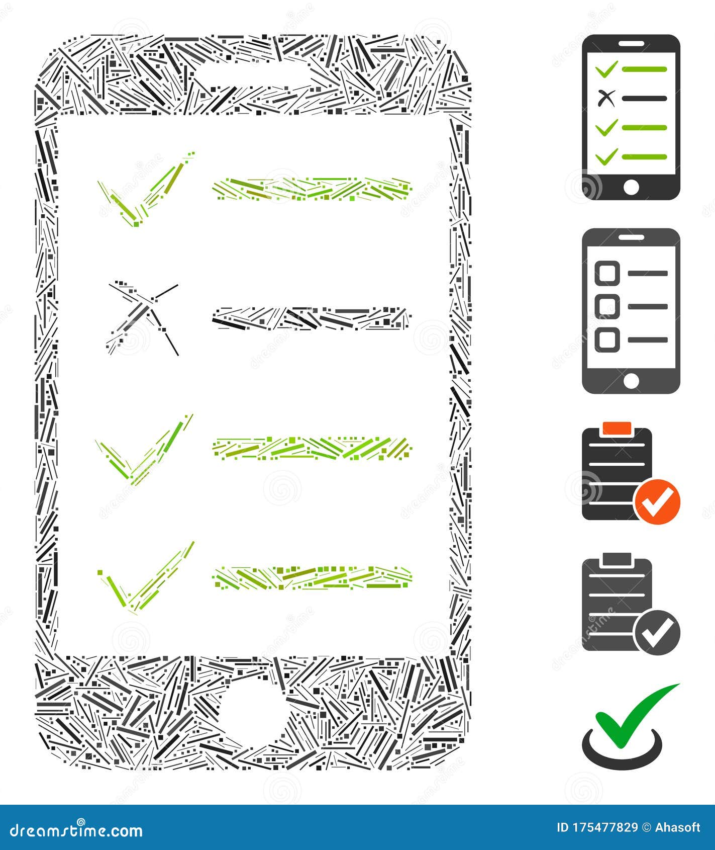 Dash Mosaic Mobile Checklist Stock Illustration - Illustration of ...