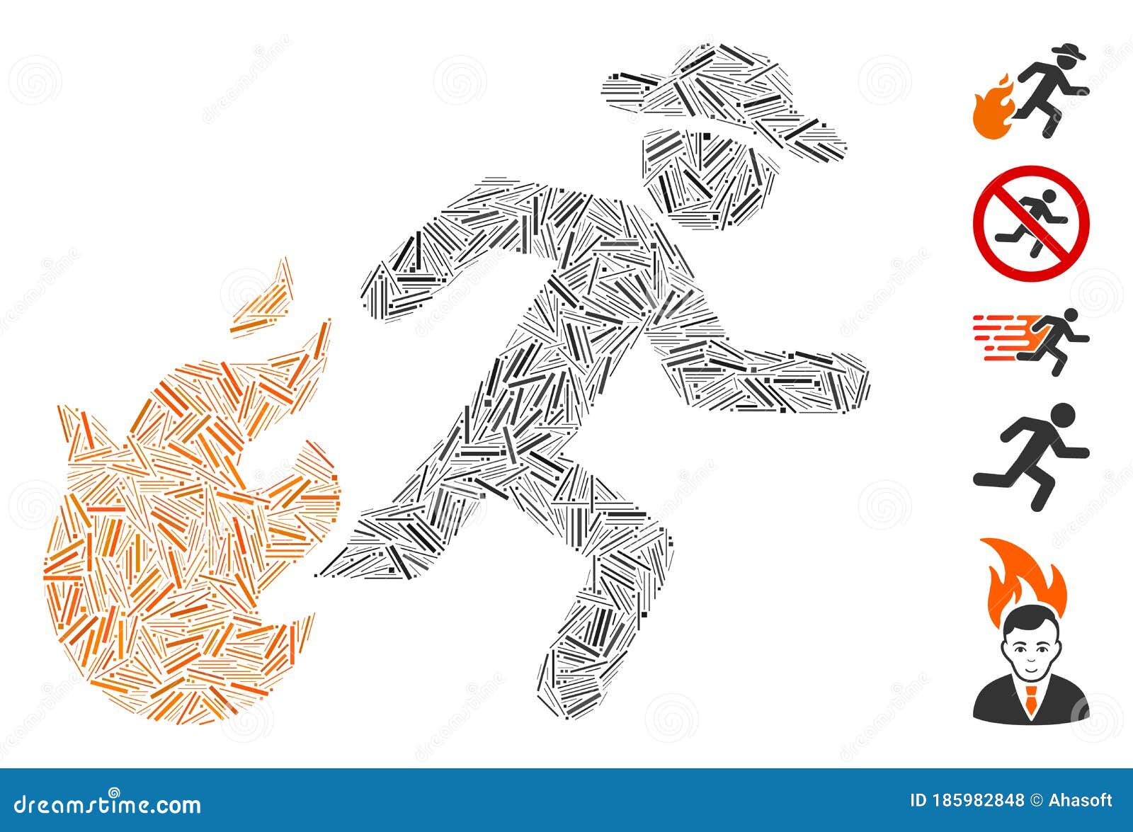 Dash Mosaic Running Man from Fire Icon Stock Illustration ...