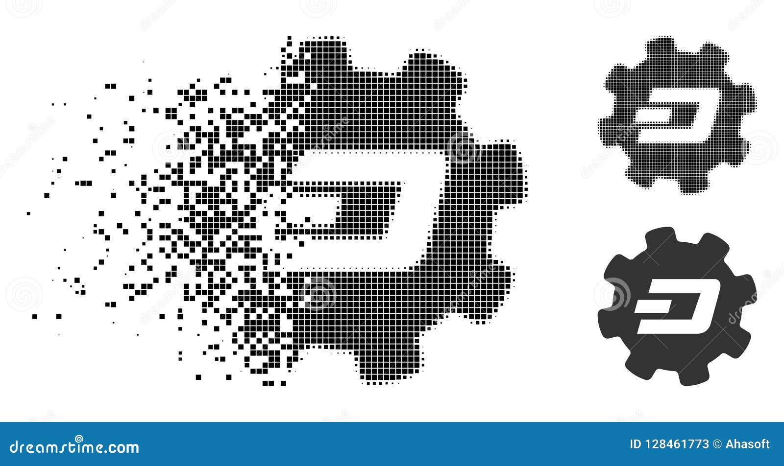 Moving Pixelated Halftone Dash Setup Gear Icon Stock Vector ...