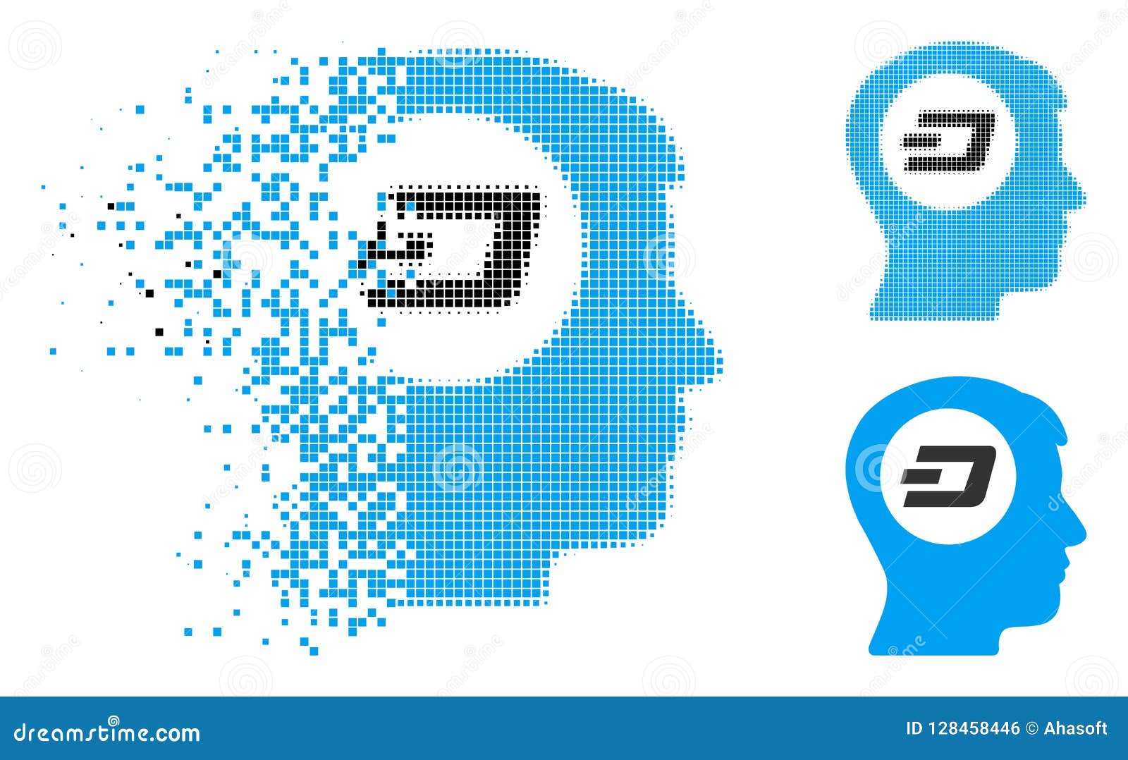 Shredded Pixelated Halftone Dash Think Icon Stock Vector - Illustration ...