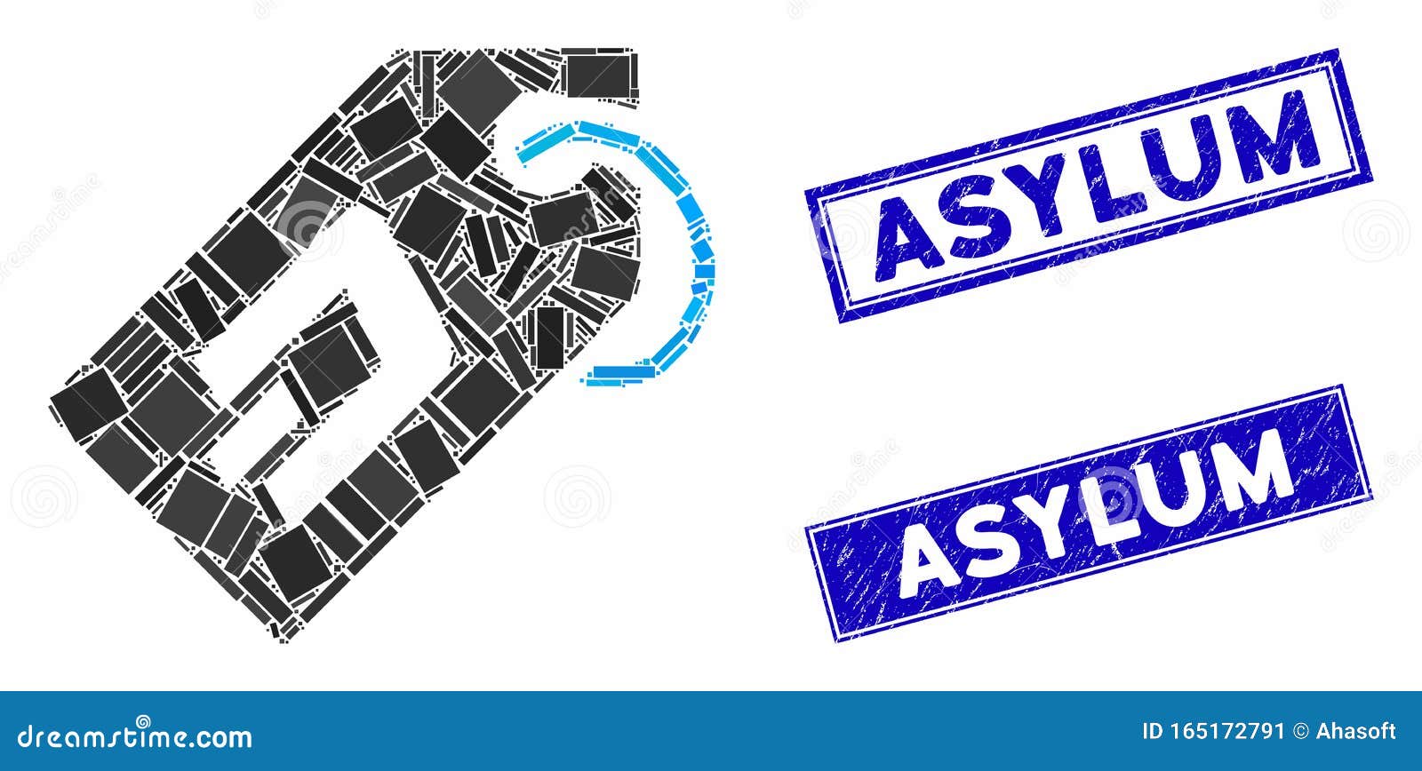 Dash Token Mosaic and Distress Rectangle Asylum Stamps Stock Vector ...